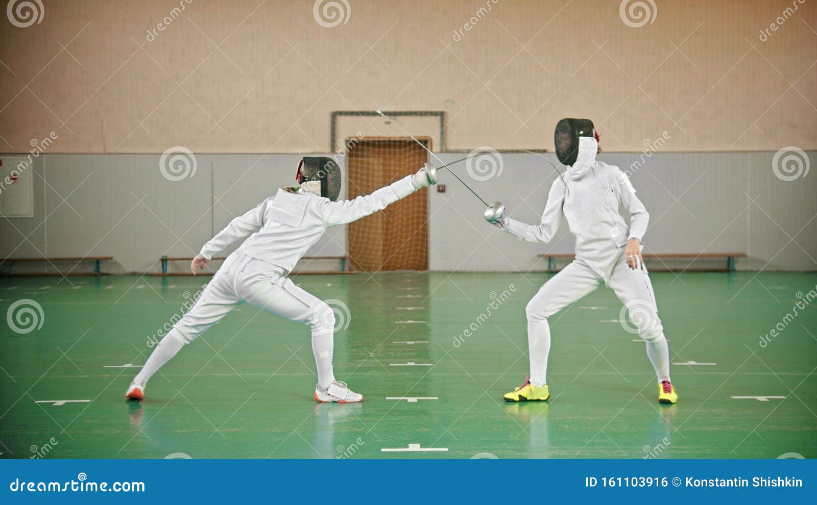 Two Fencers are Fighting in the Gym Stock Photo - Image of sport, glove ...