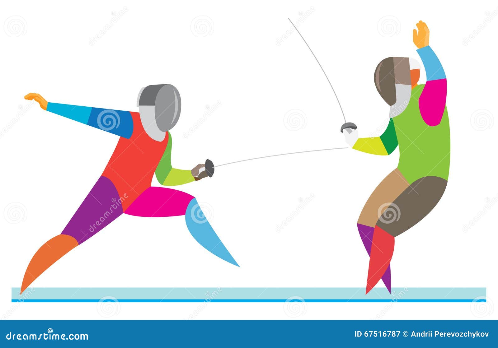 Two Fencers Participate in an Exciting Match Stock Vector ...