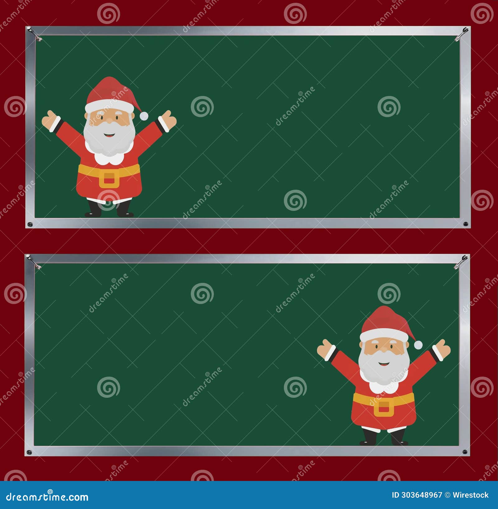 Two Festive Boards with an Illustration of Santa Clause Stock ...