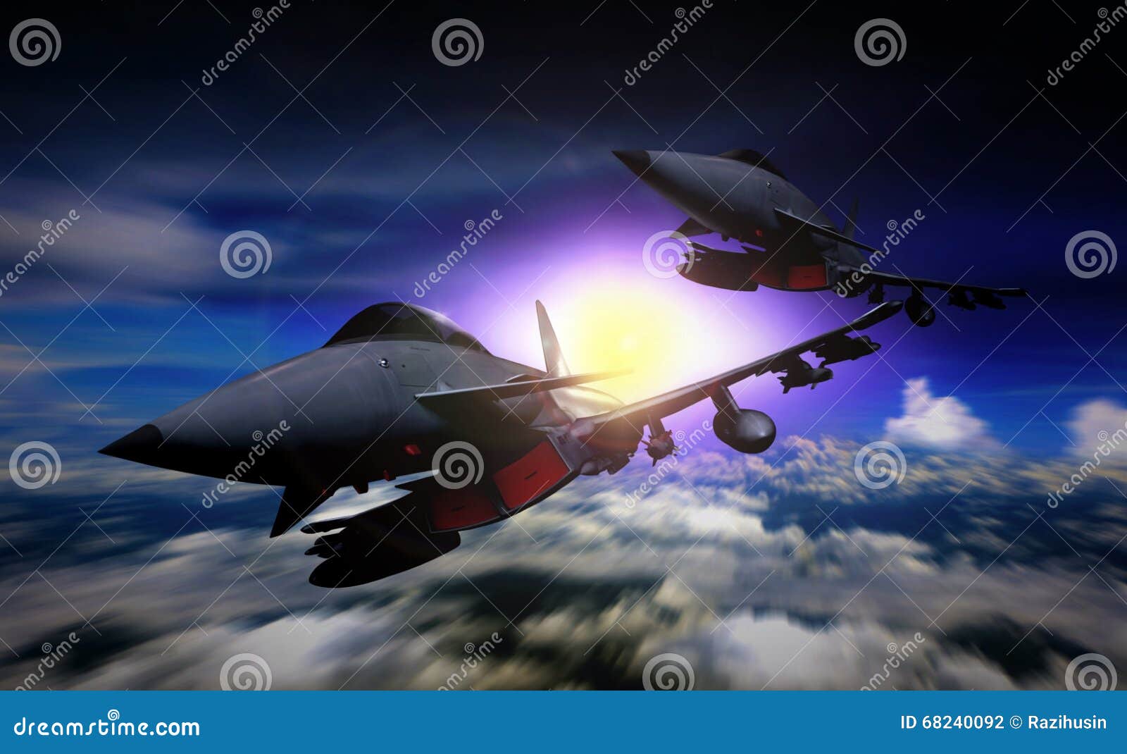 Two Fighter Jet Flying in a Mission Stock Illustration - Illustration ...