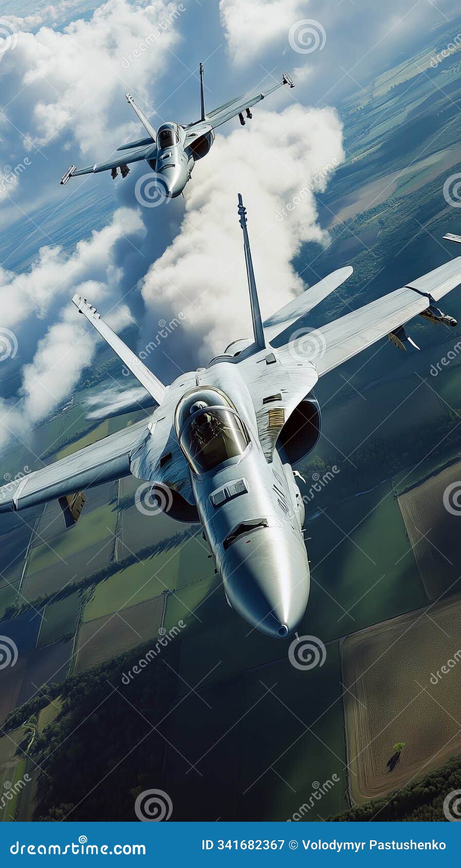 Two Fighter Jets Flying Side by Side in the Sky Stock Image - Image of ...