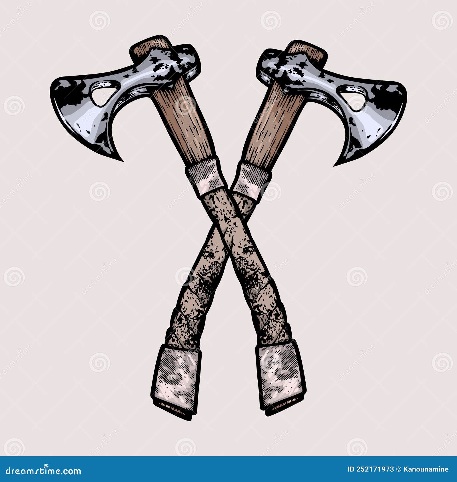 Two Fighting Axes of Vikings - Vector Illustration Stock Vector ...
