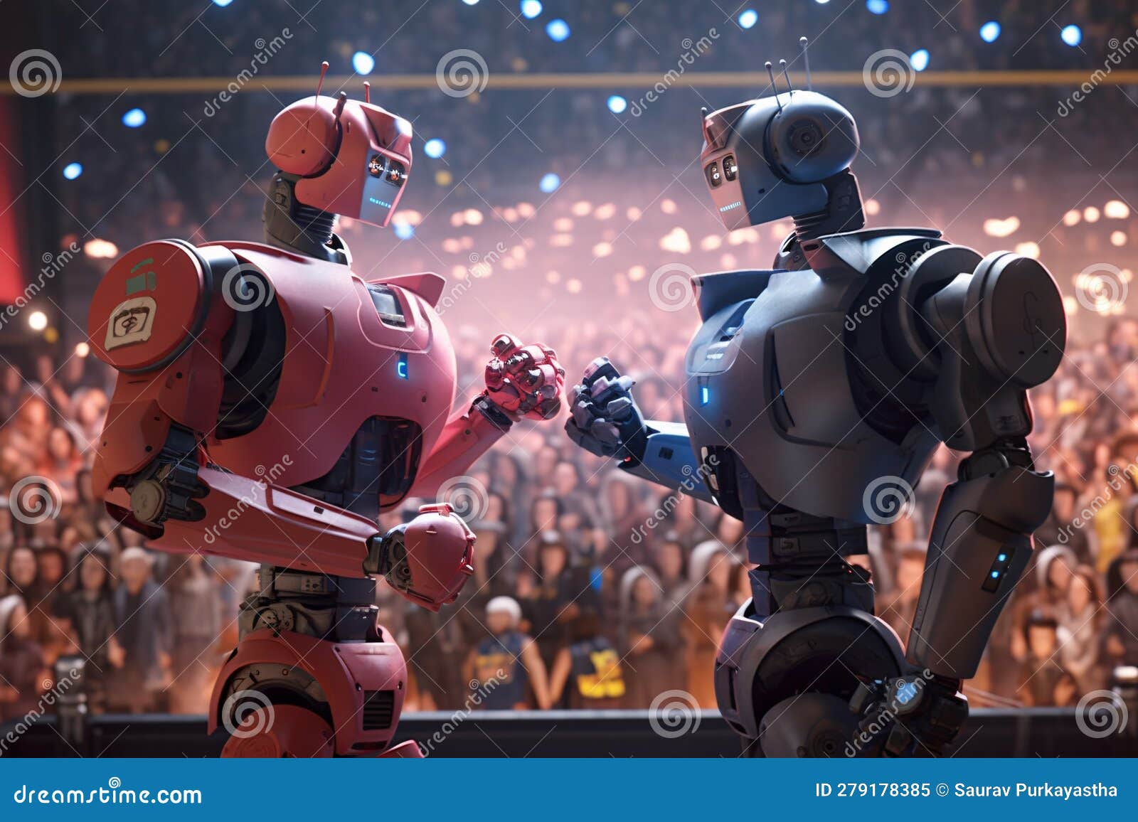 Two Fighting Robots Square Off Against Each Other in a Ring, Stock ...