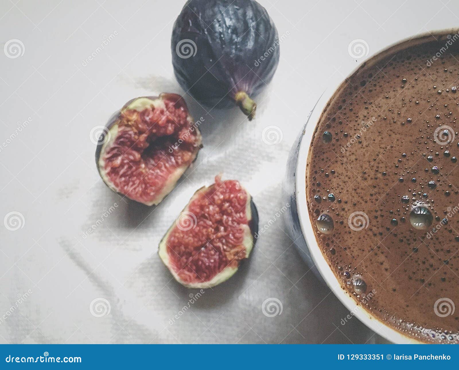 Two figs and coffee stock image. Image of figs, fresh - 129333351
