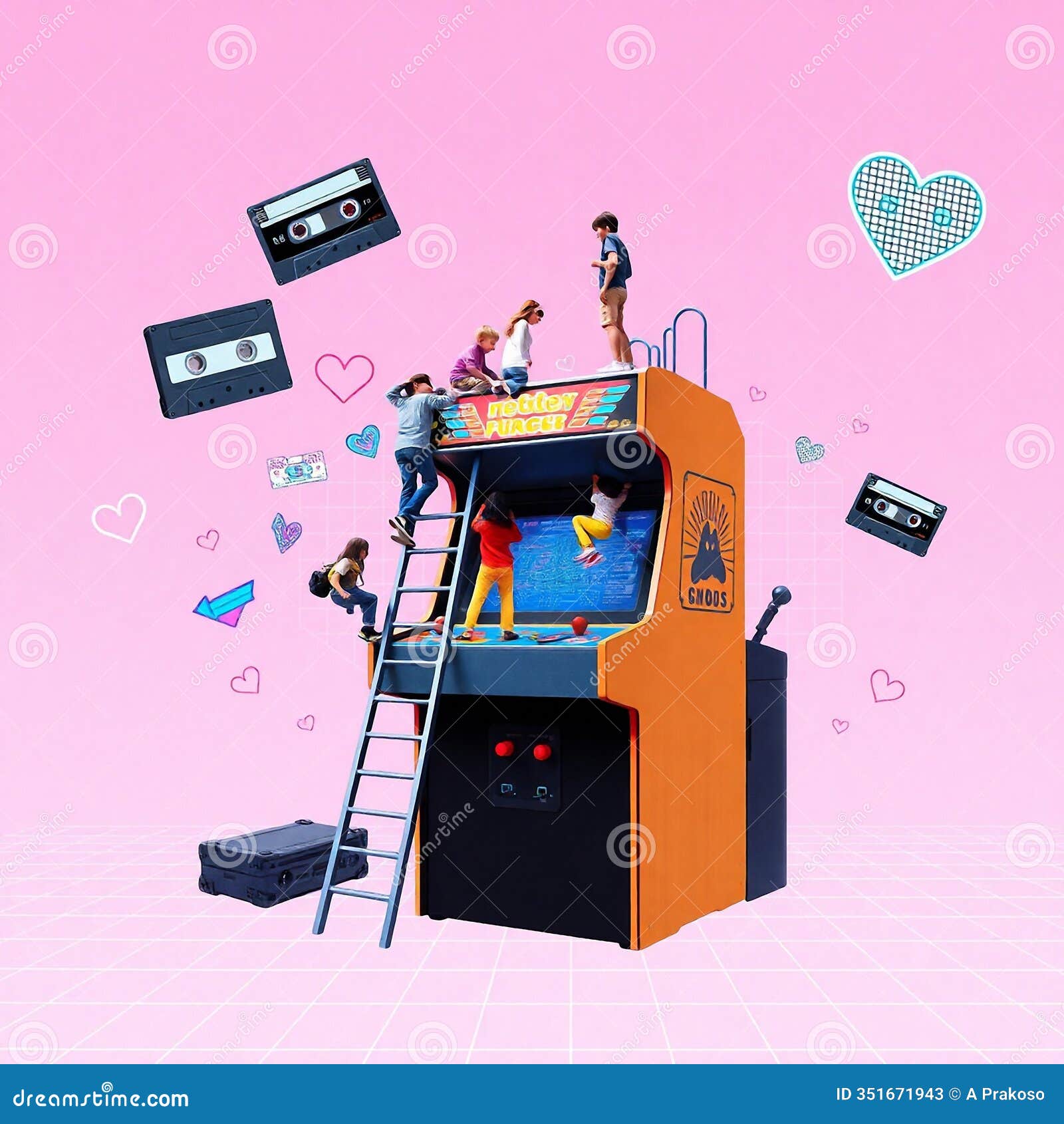 A Couple of People are Playing a Video Game Stock Illustration ...