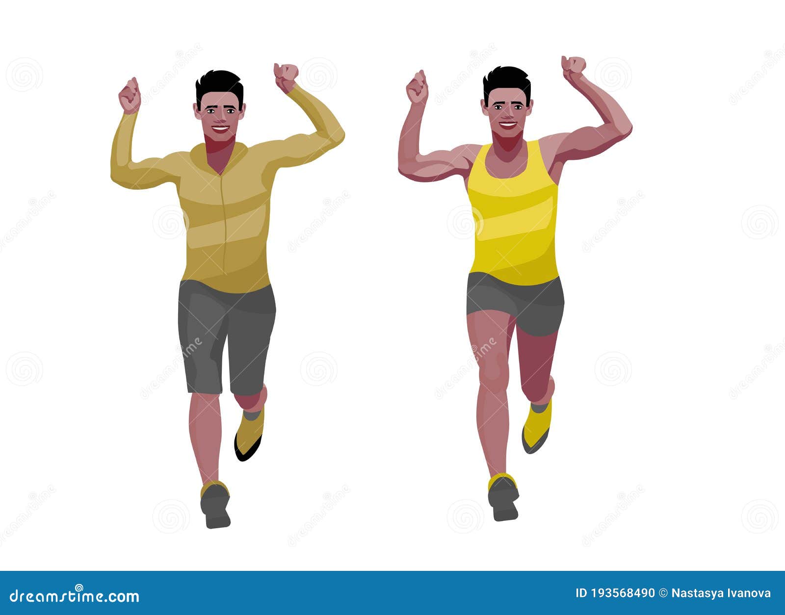 Two Figures of a Man Running with His Hands Up Stock Vector ...