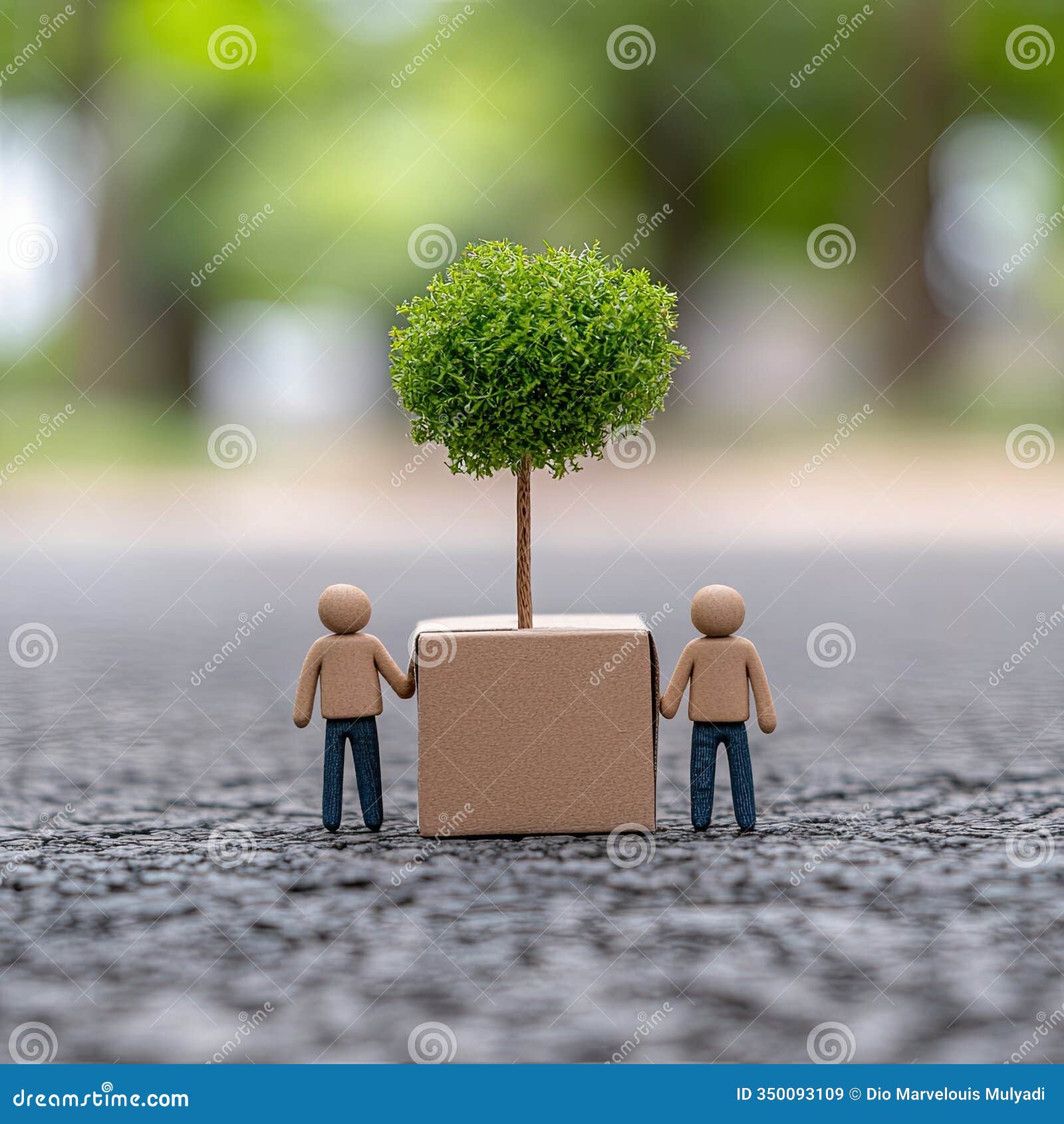 Two Figures Planting a Tree. Concept of Environmental Protection and ...