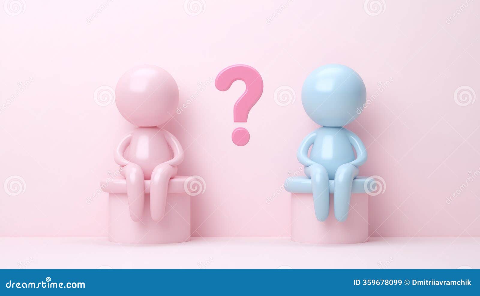 Two Figures with a Question Mark between Them, Illustrating ...