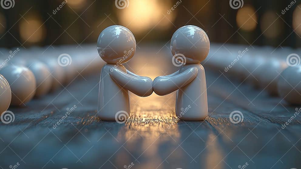 Two Figures Shaking Hands in a Line, Sunset. Friendship and Unity ...