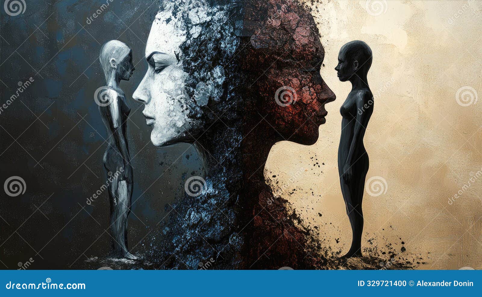 Two Figures of Yin and Yang, Symbolizing Themes of Duality, Opposition ...