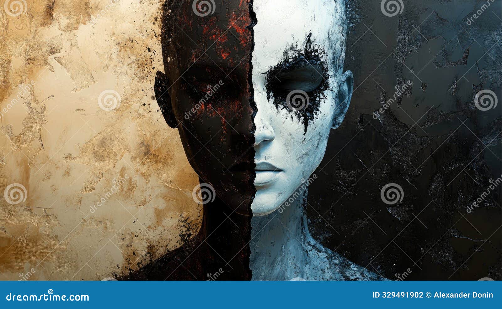 Two Figures of Yin and Yang, Symbolizing Themes of Duality, Opposition ...