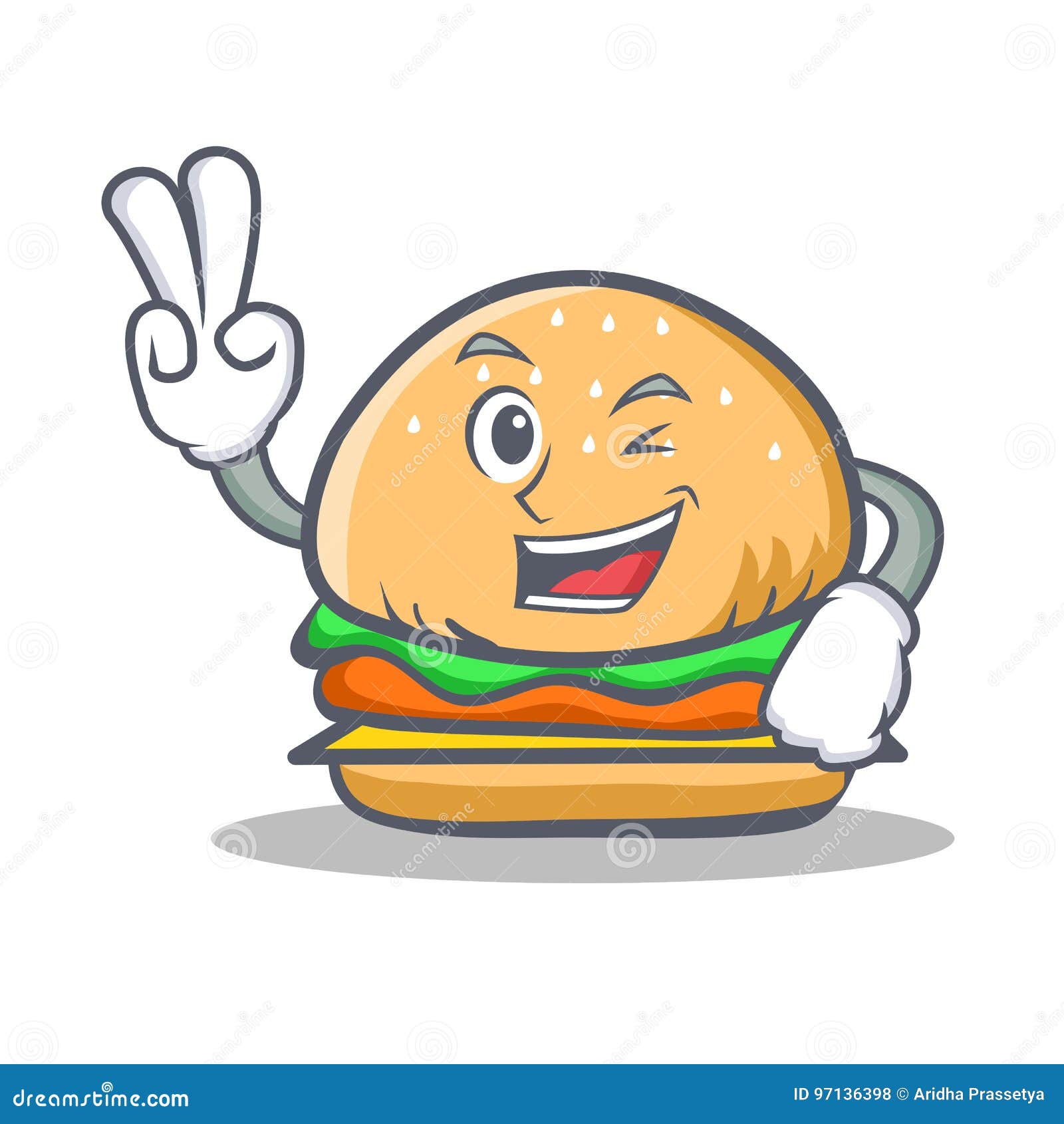 Two Finger Burger Character Fast Food Stock Vector - Illustration of ...