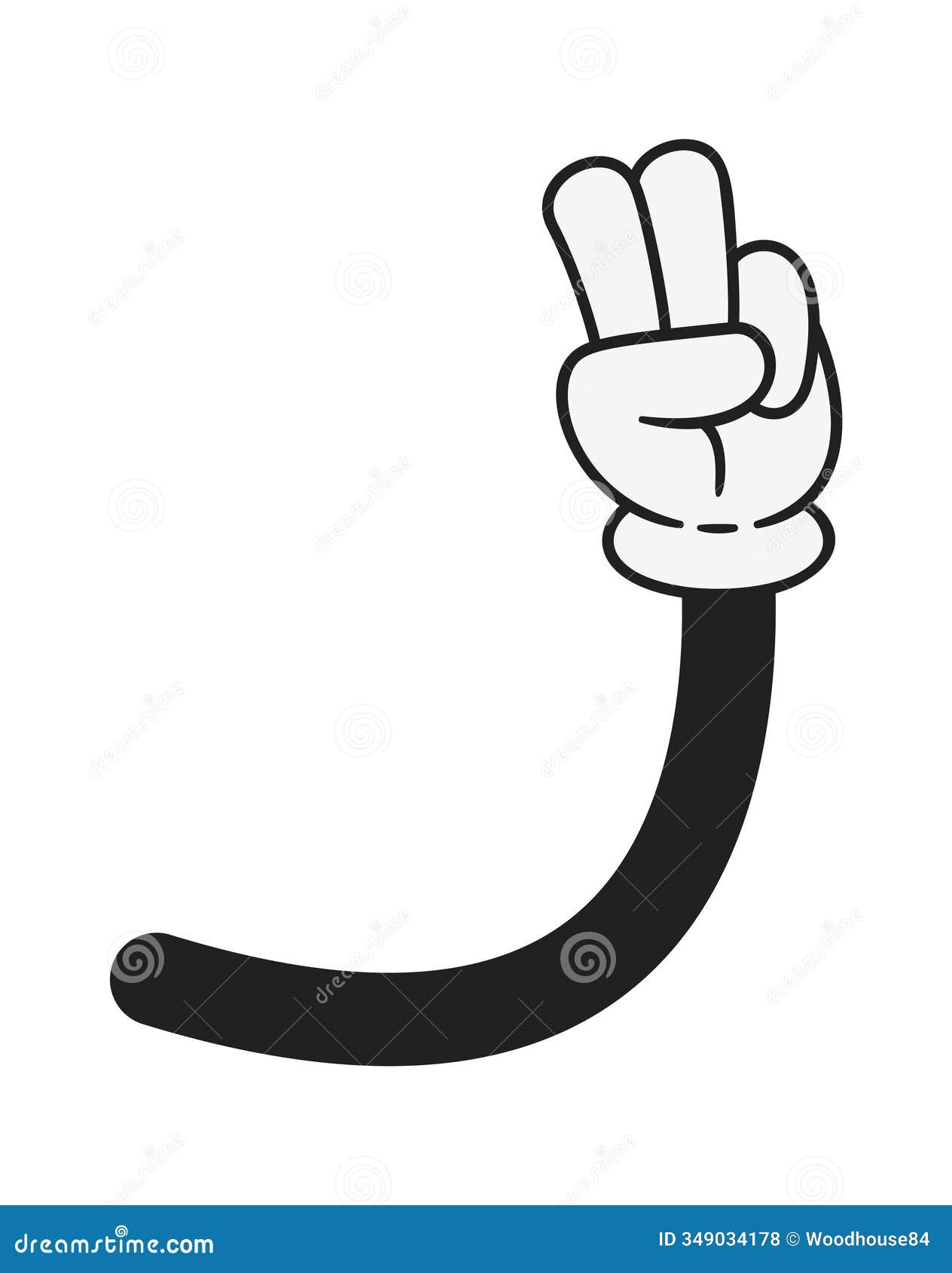 Two Finger Comic Hand Gesture Stock Vector - Illustration of wearing ...