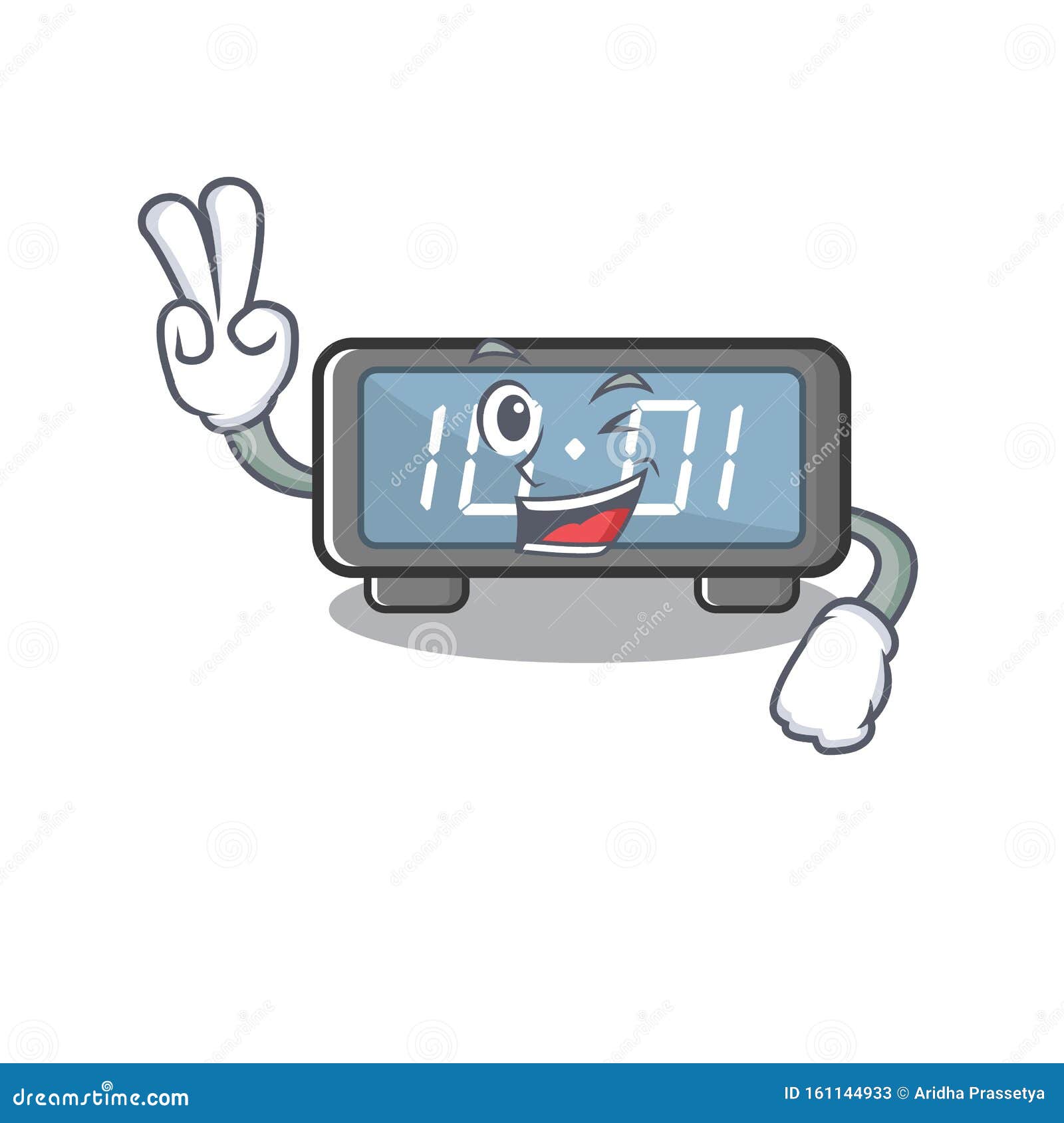 Two Finger Digital Clock Clings To Cartoon Wall Stock Vector ...