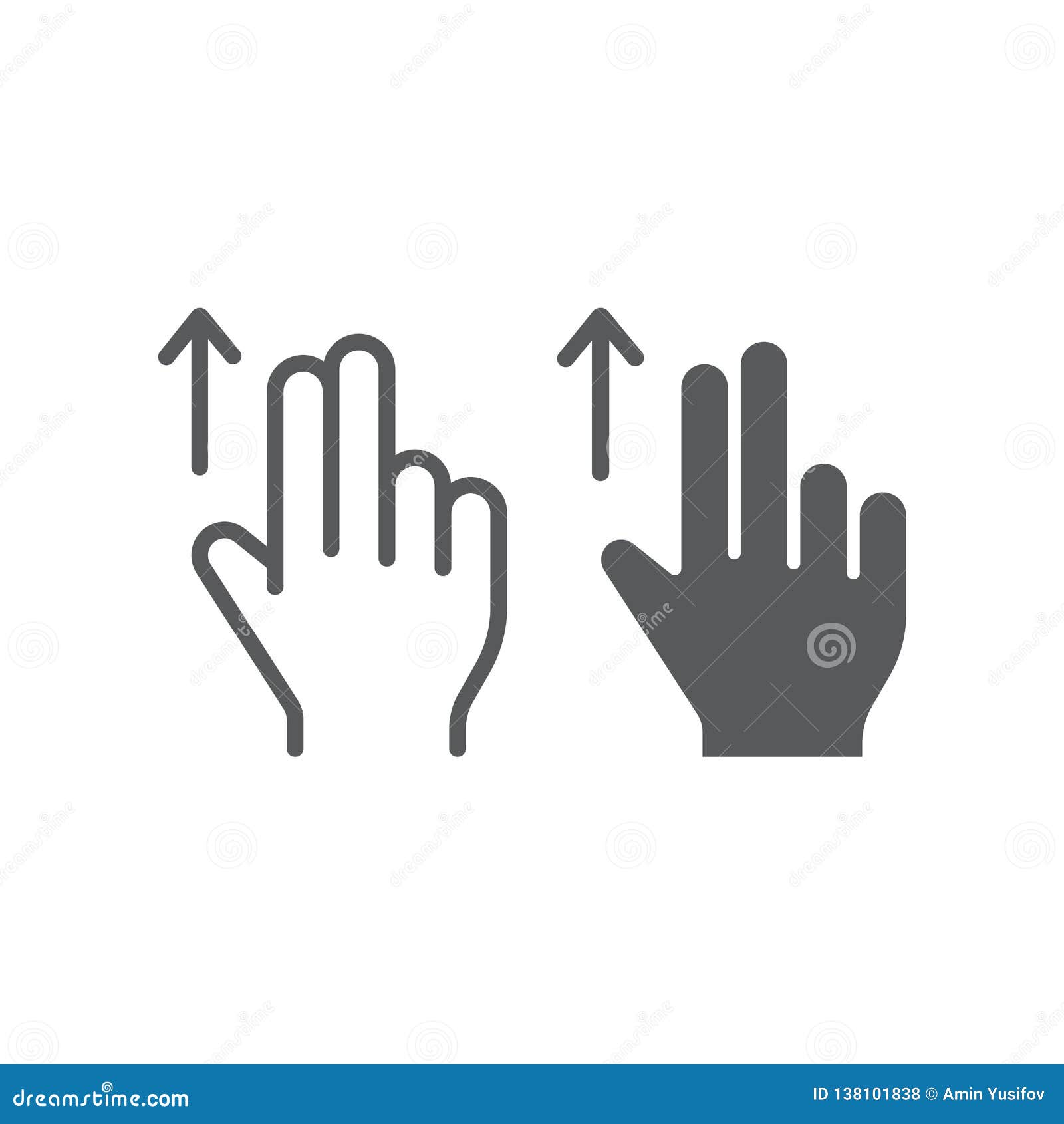 Two Finger Drag Up Line And Glyph Icon, Gesture And Hand, Flick Sign ...