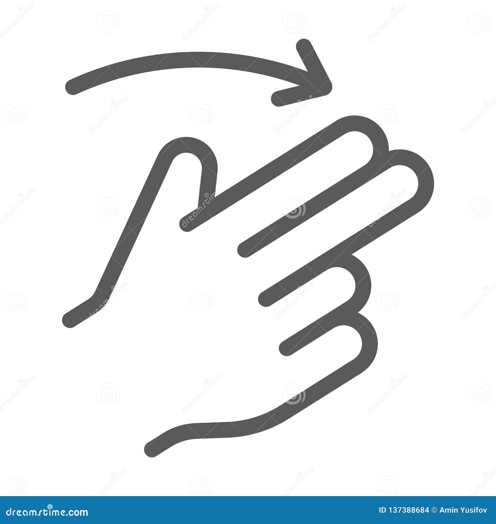 Two Finger Flick Right Line Icon, Gesture and Hand, Swipe Sign, Vector ...