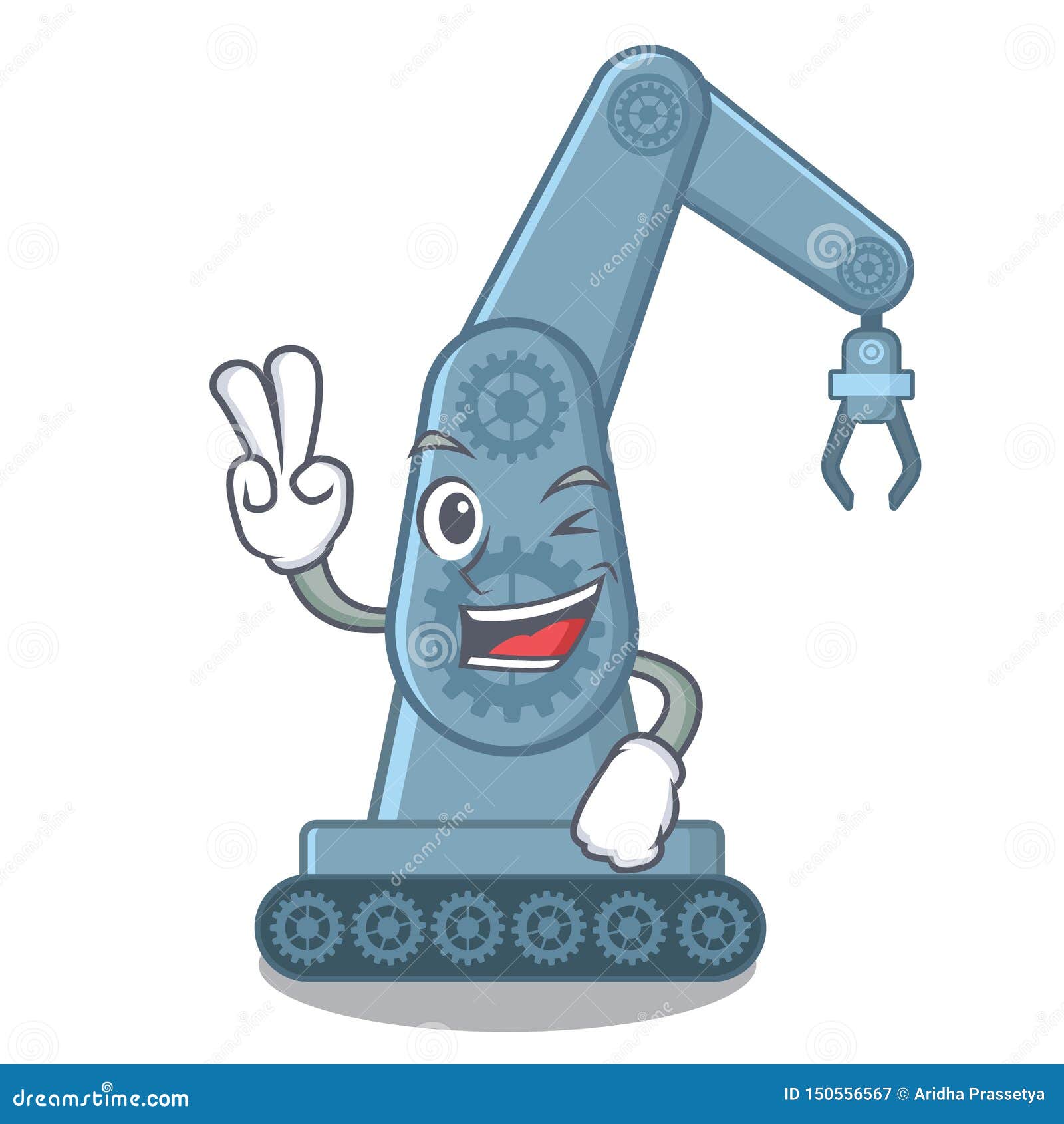 Two Finger Mechatronic Robotic Arm in Mascot Shape Stock Vector ...