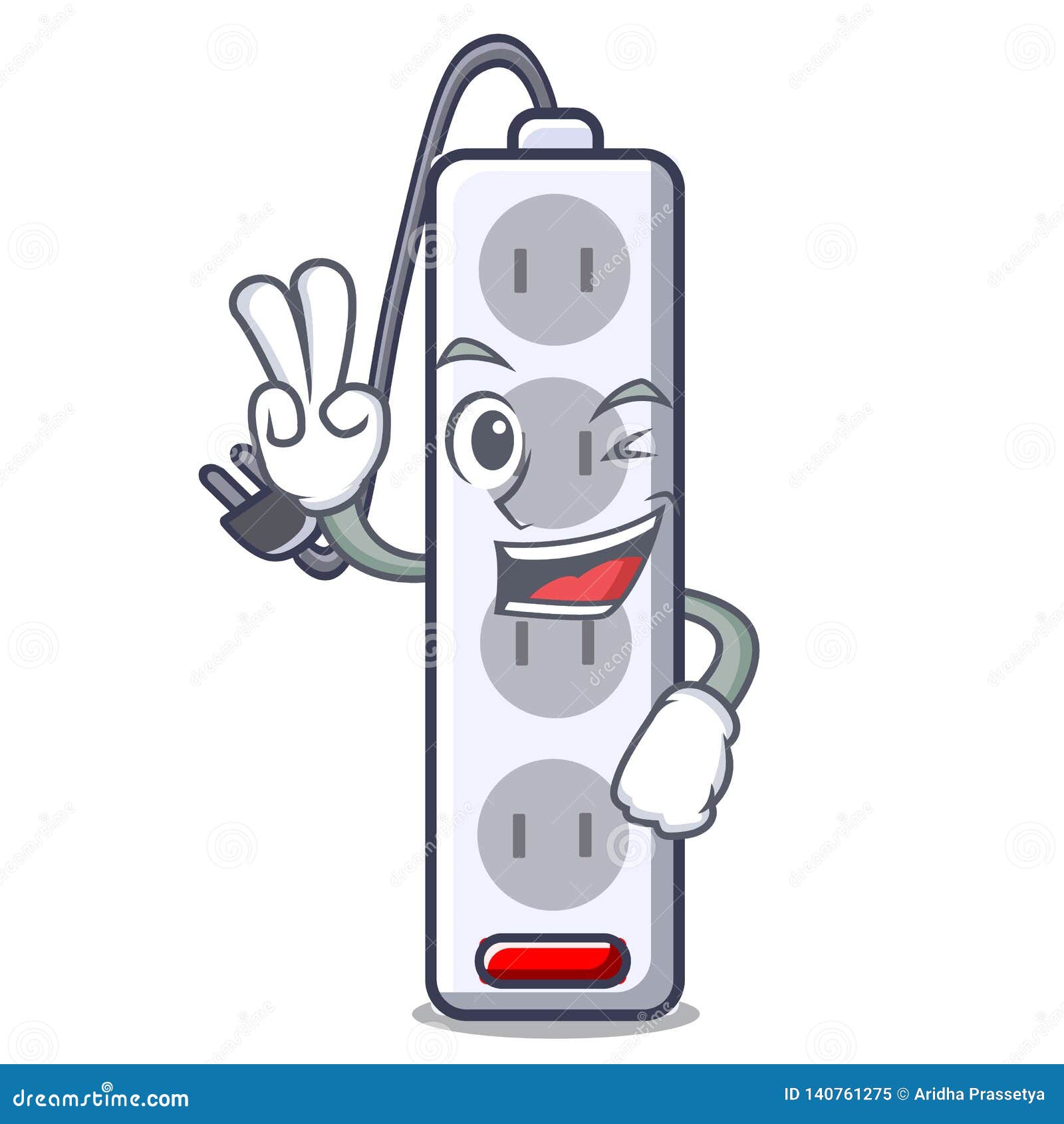 Two Finger Power Socket Attached The Mascot Wall Cartoon Vector ...