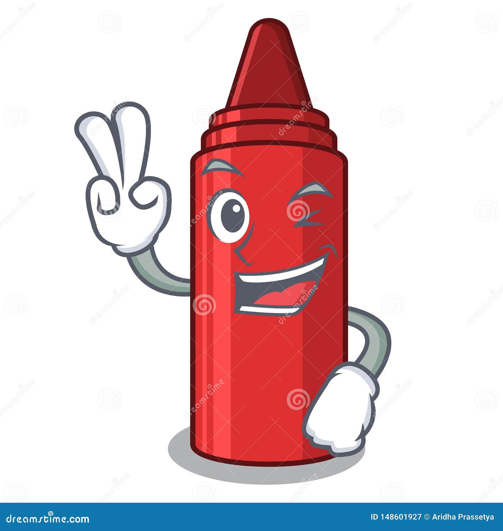 Two Finger Red Crayon in the Character Shape Stock Vector ...