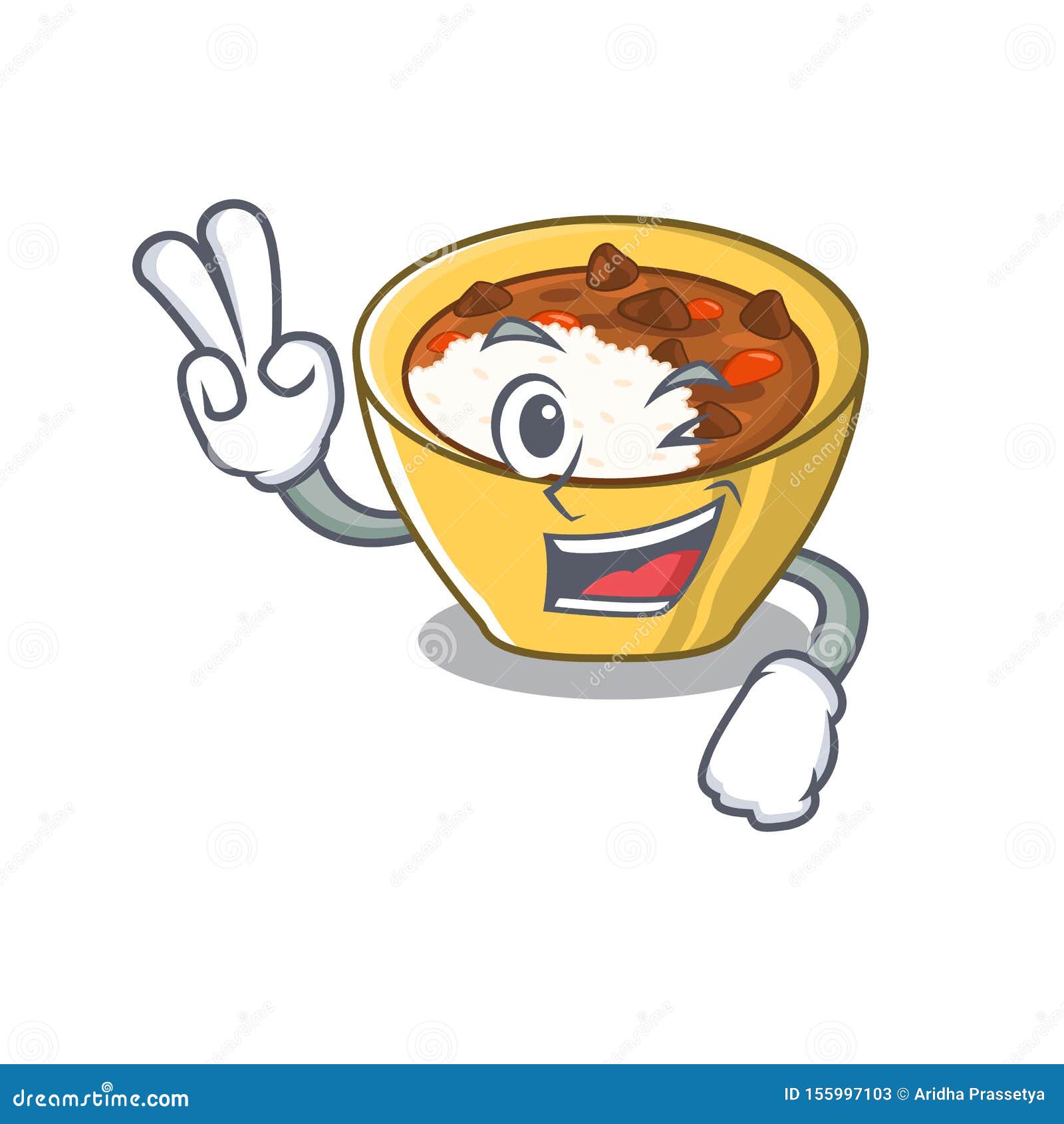 Two Finger Rice Curry Isolated with the Cartoon Stock Vector ...