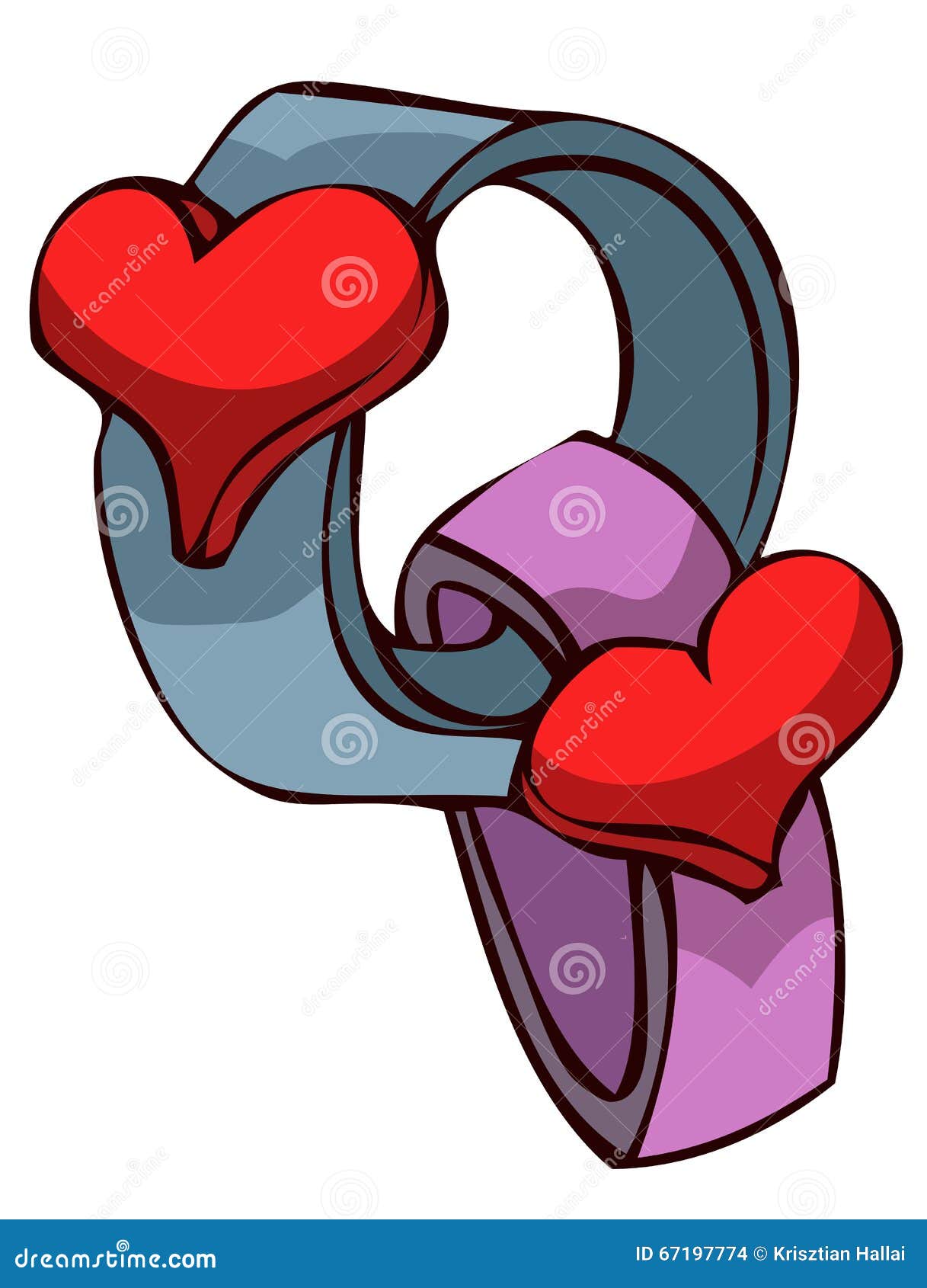 Two Finger Rings with a Heart Emblem. Stock Vector - Illustration of ...