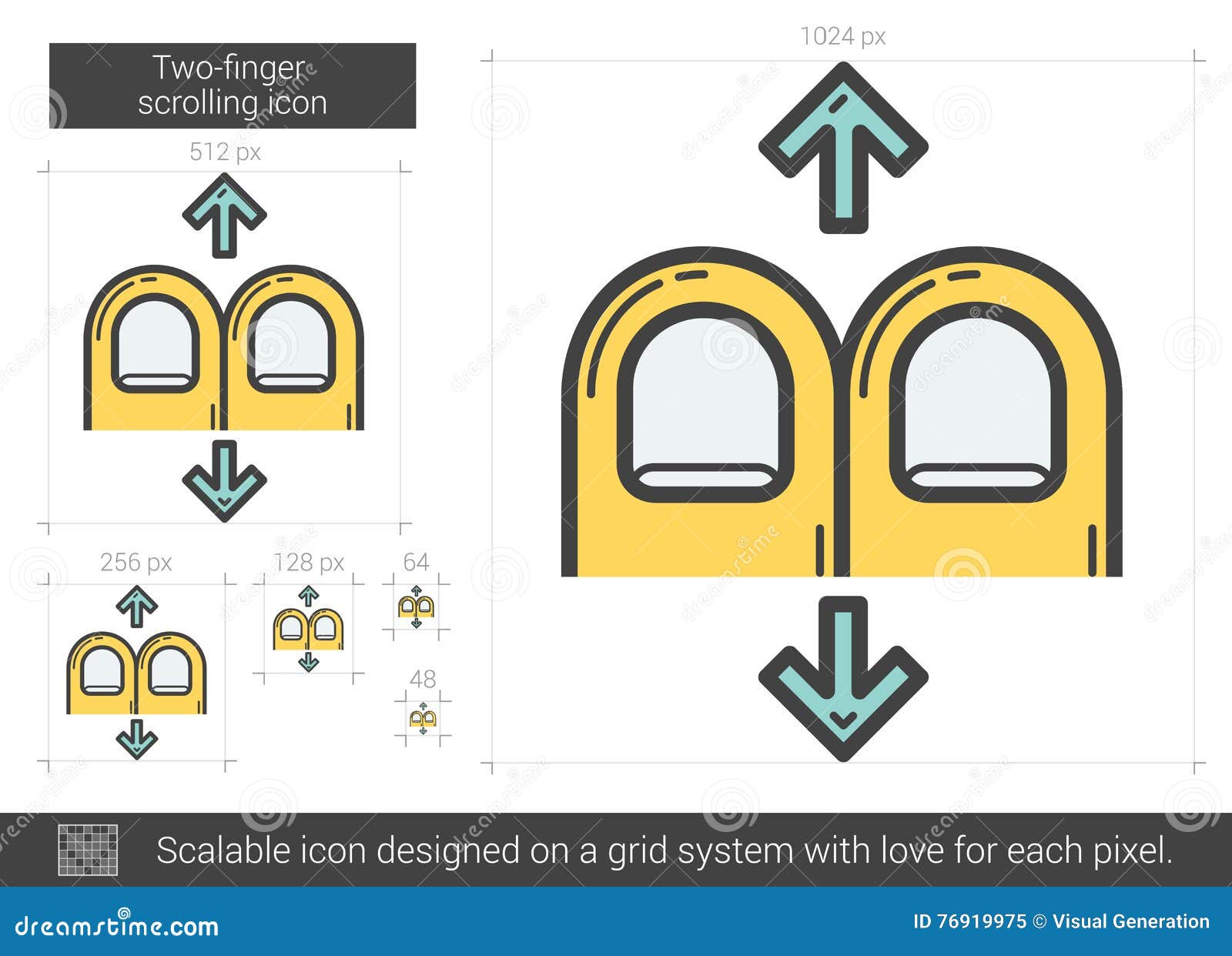 Two-finger Scrolling Line Icon. Stock Vector - Illustration of minimal ...