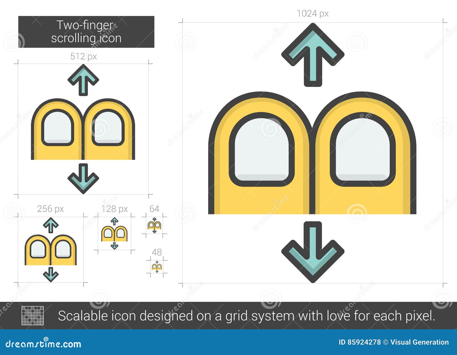 Two-finger Scrolling Line Icon. Stock Vector - Illustration of action ...