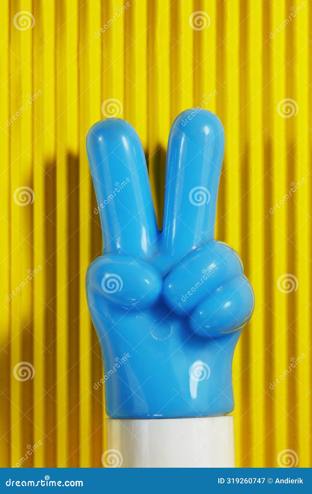 Two Finger Sign of a Blue Plastic Toy Stock Image - Image of hygiene ...