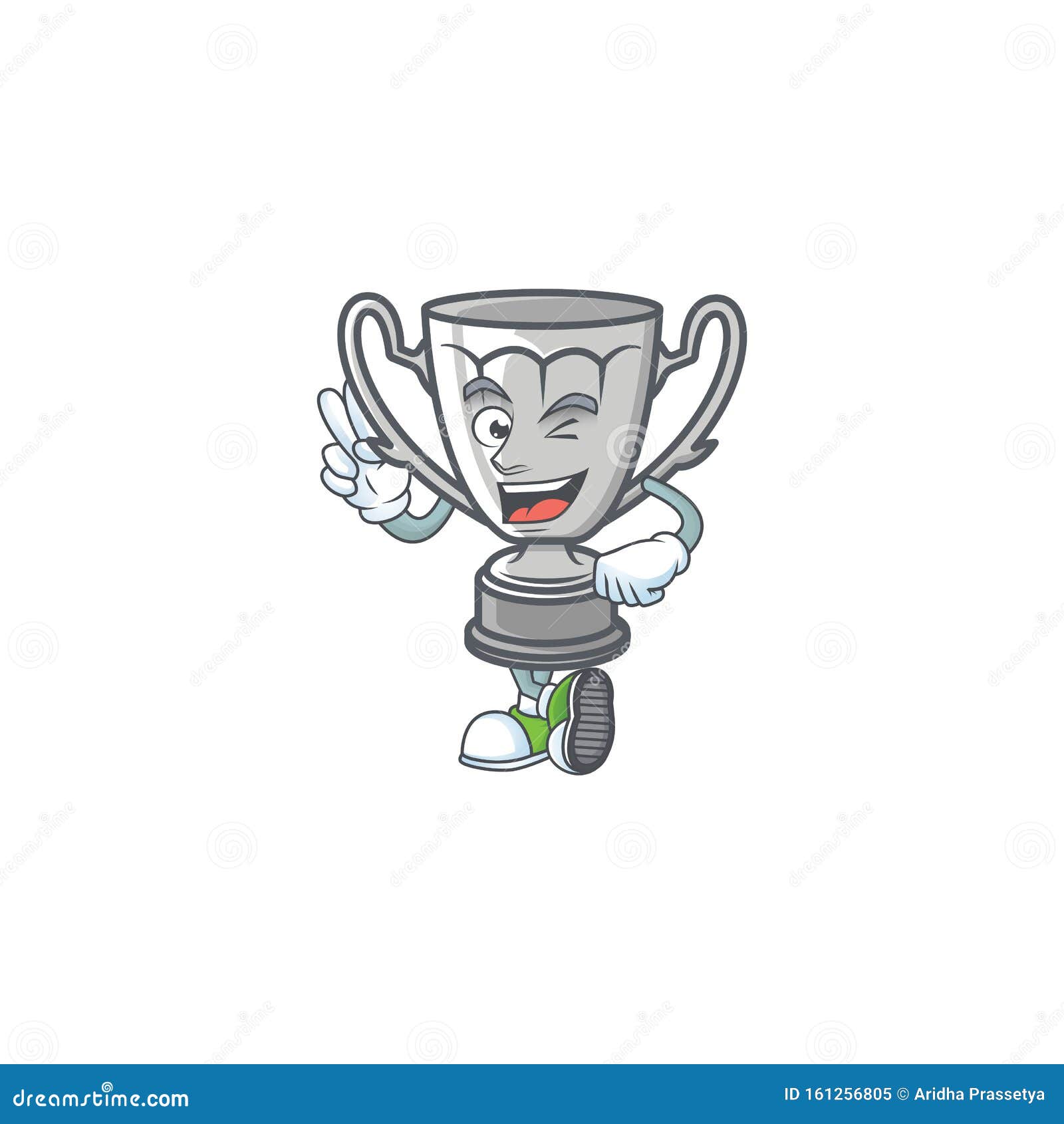 Two Finger Silver Trophy with Cartoon Character Shape Stock Vector ...