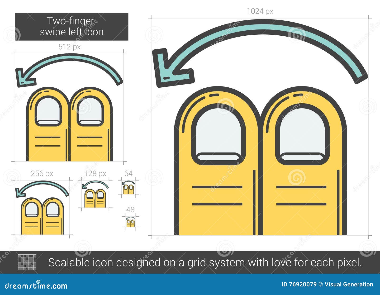 Two-finger Swipe Left Line Icon. Stock Vector - Illustration of flat ...