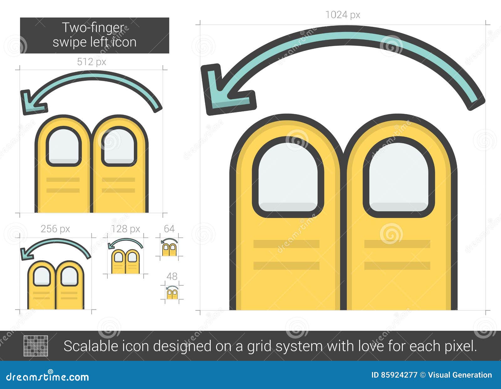 Two-finger Swipe Left Line Icon. Stock Vector - Illustration of drawing ...