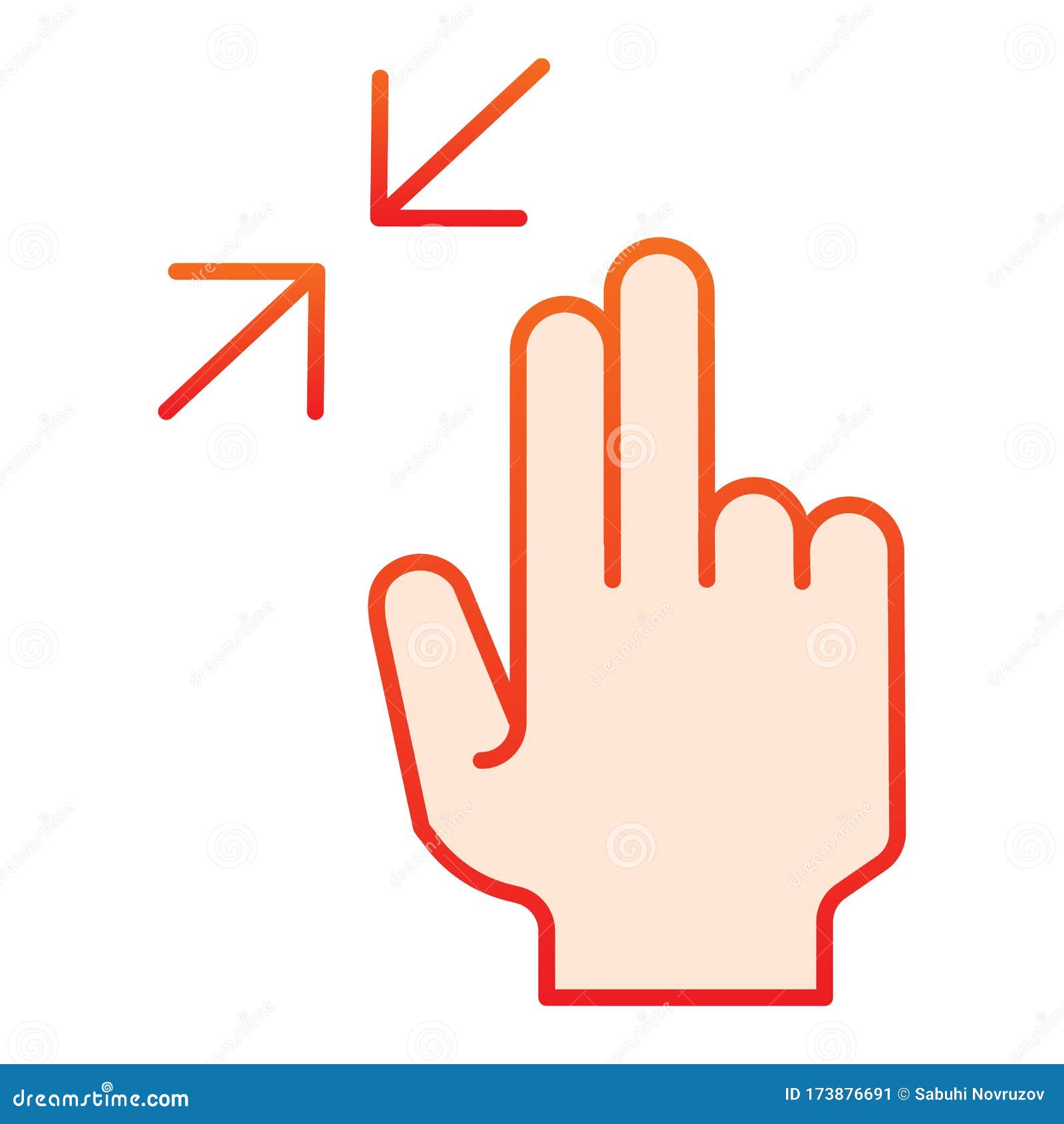 Two Finger Zoom Out Flat Icon. Swipe Resize Vector Illustration ...