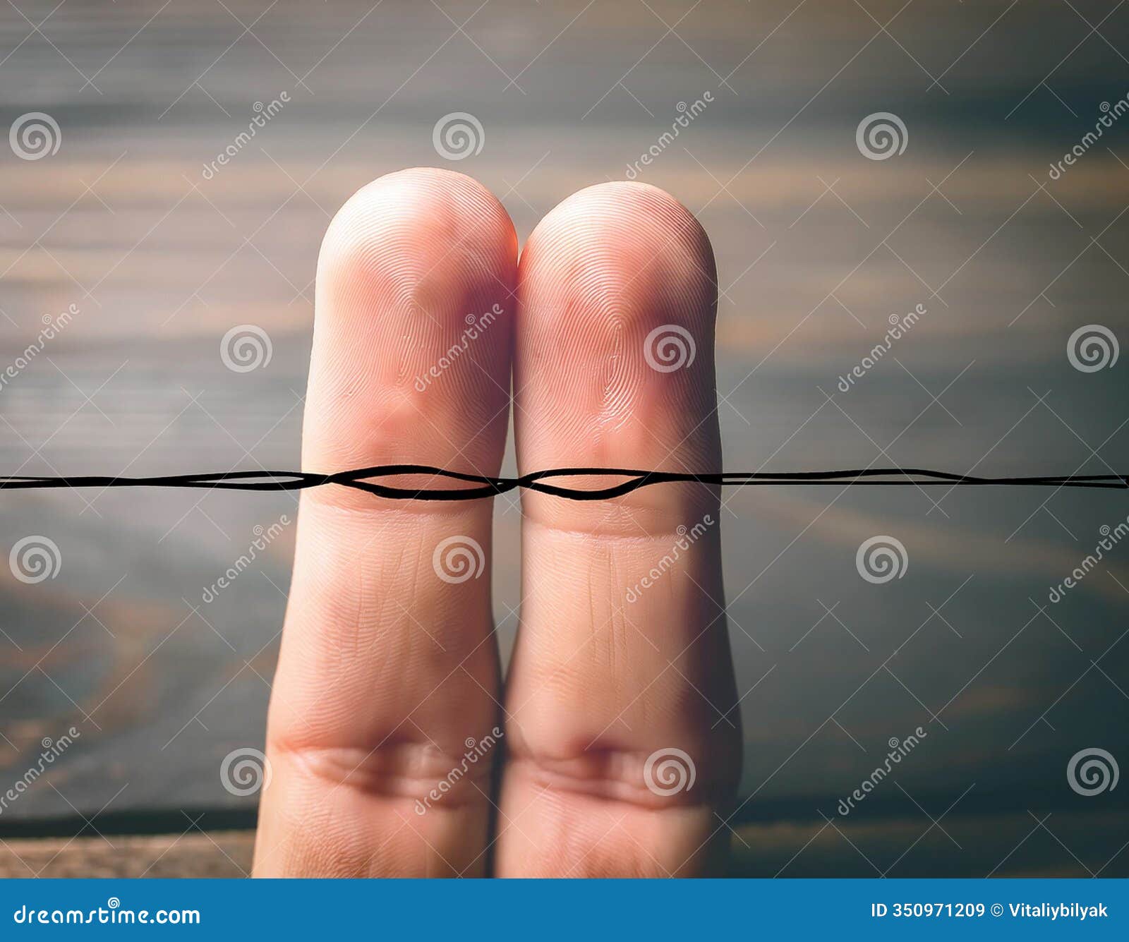 Two Fingers Divided by a Drawn Line on a Table, Symbolizing Separation ...