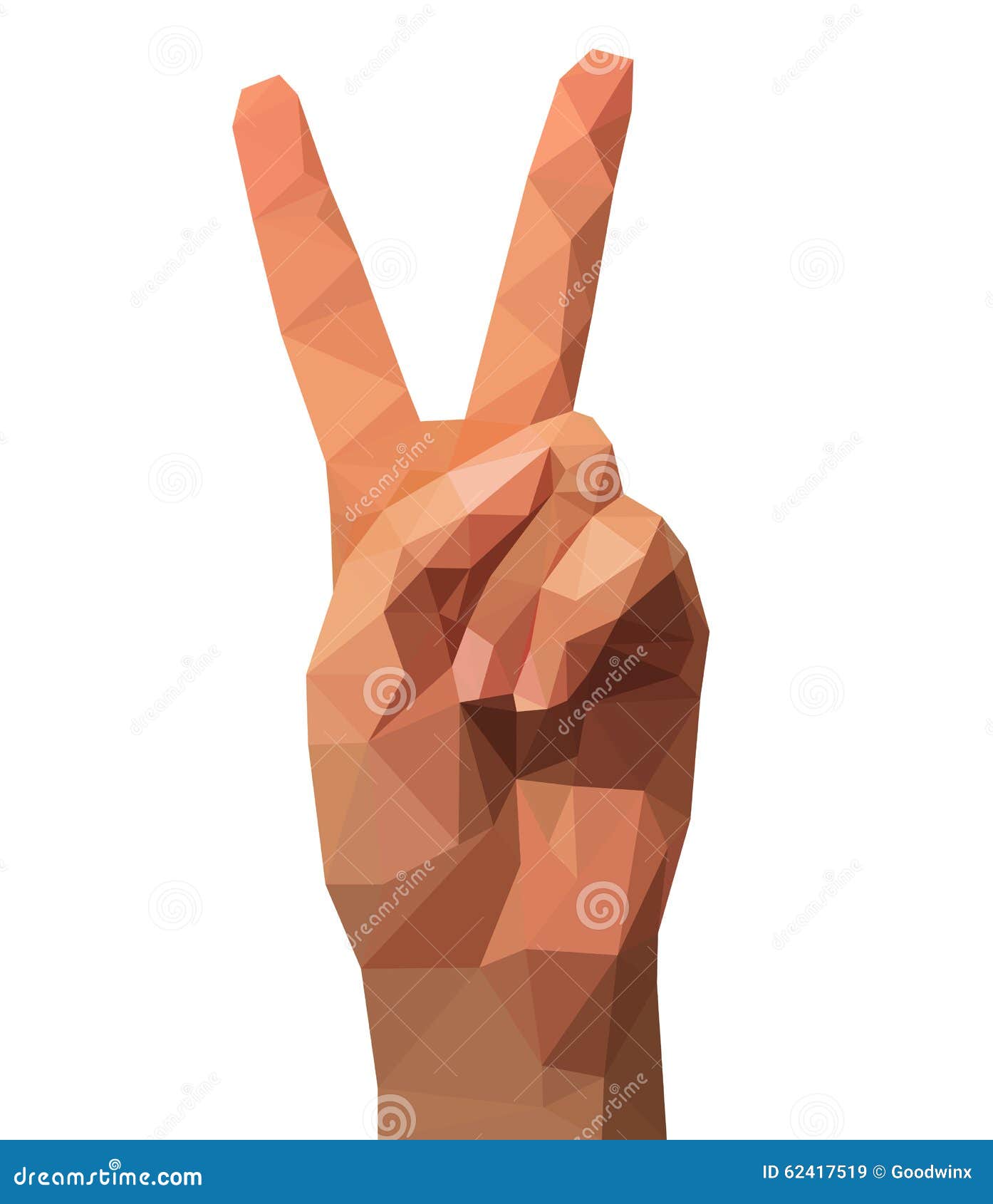 Two Fingers of a Hand Polygonal Low Poly Winning Mark Victory Stock ...