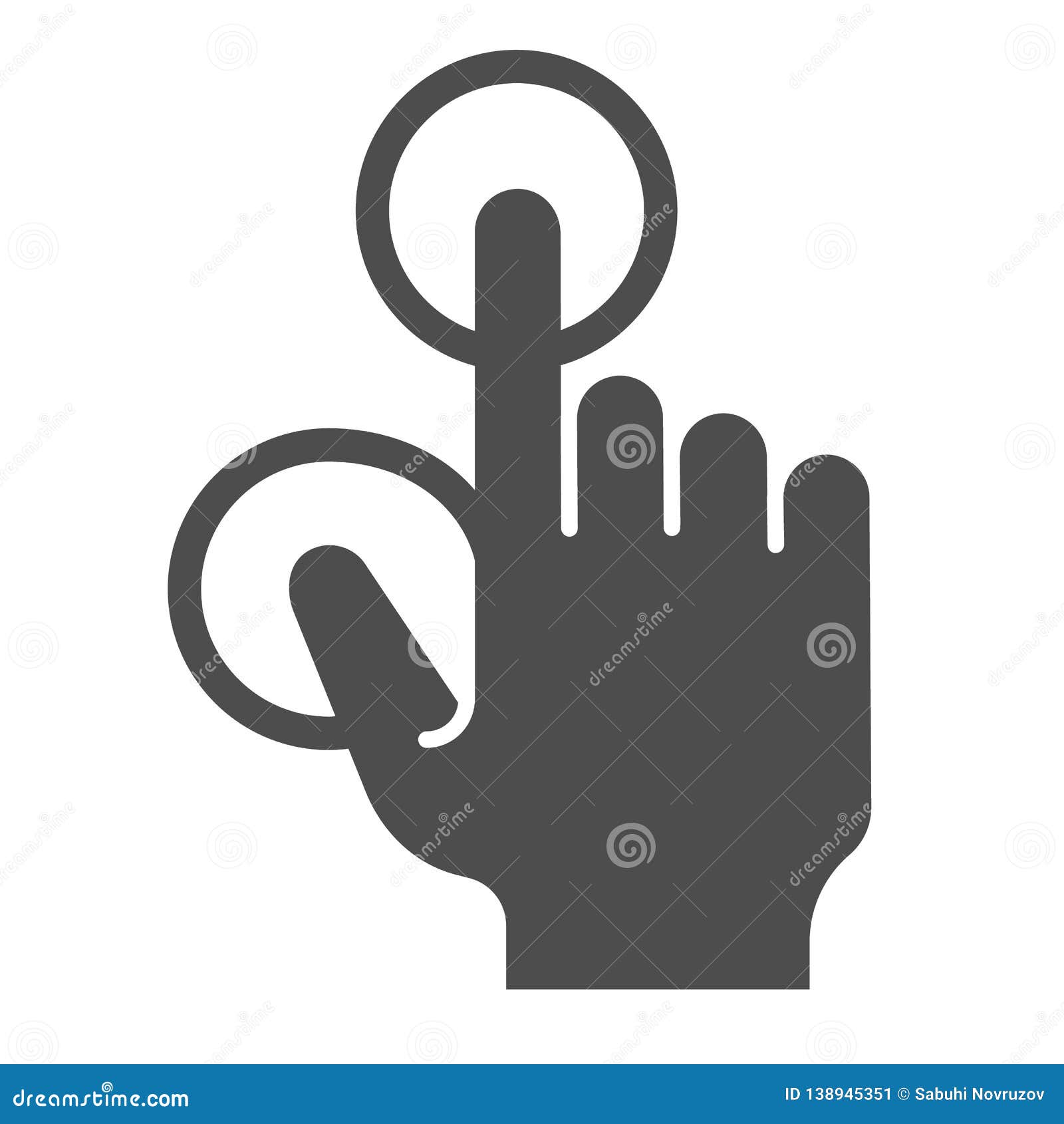 Two Fingers Touch Solid Icon. Multiple Touch Vector Illustration ...