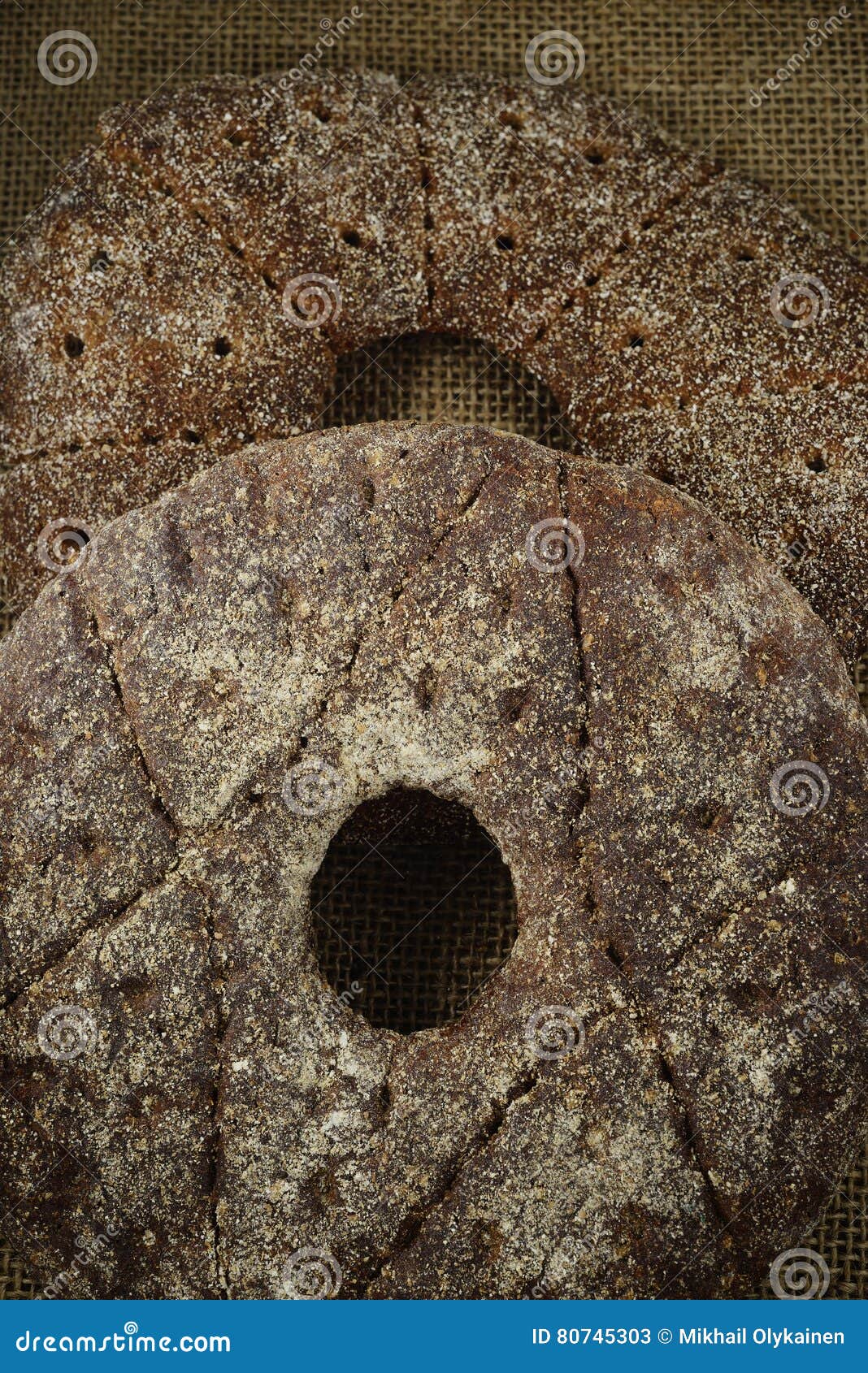 Finnish Traditional Round Ray Bread On A Crumpled White Paper Royalty ...