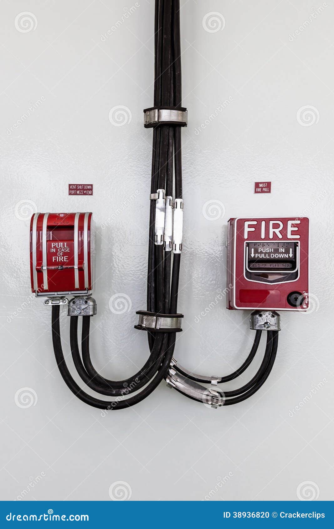 Two Fire Alarm Levers Side by Side Stock Photo - Image of services ...