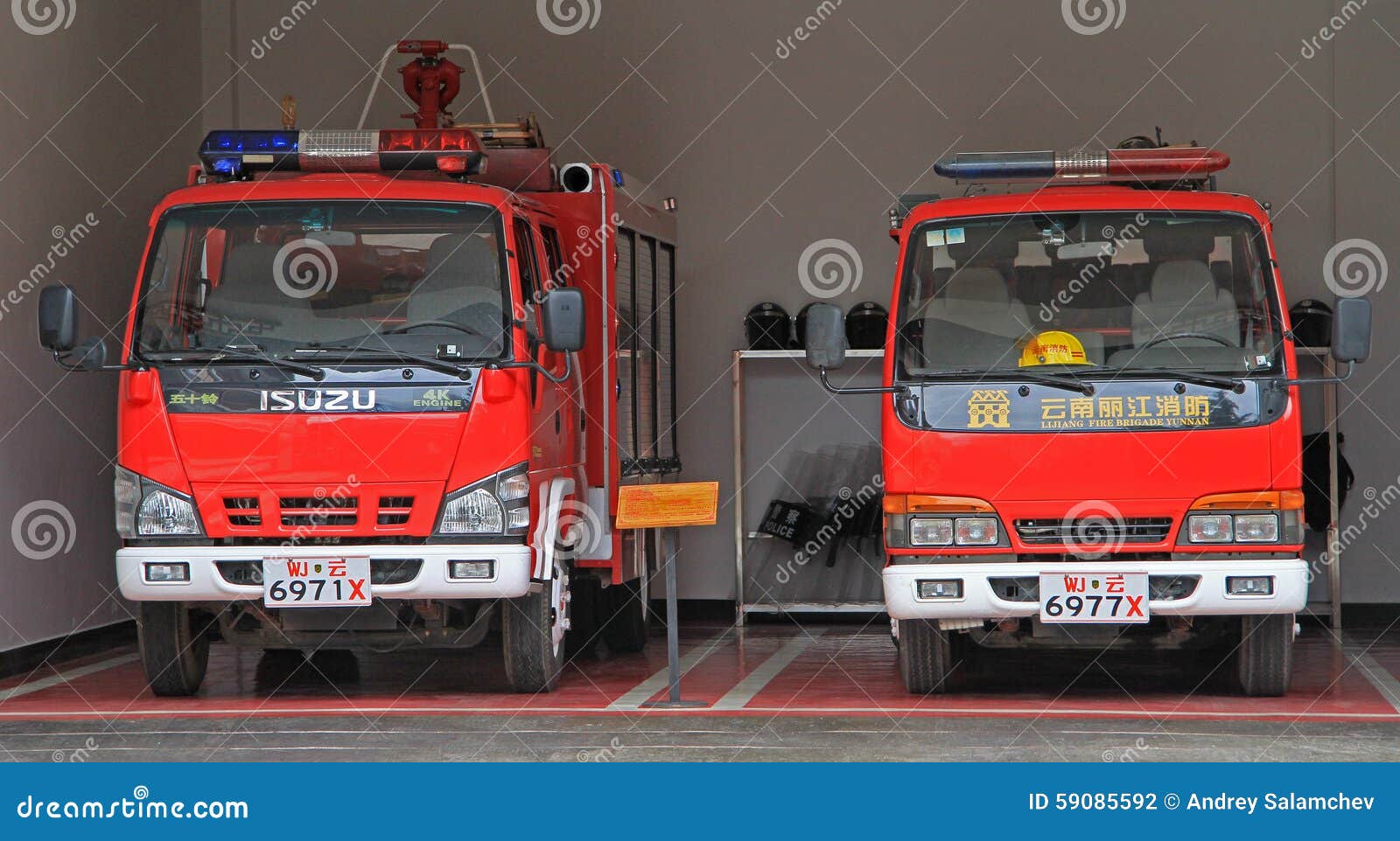 Two Fire Engines in Garage, Lijiang, China Editorial Photography ...