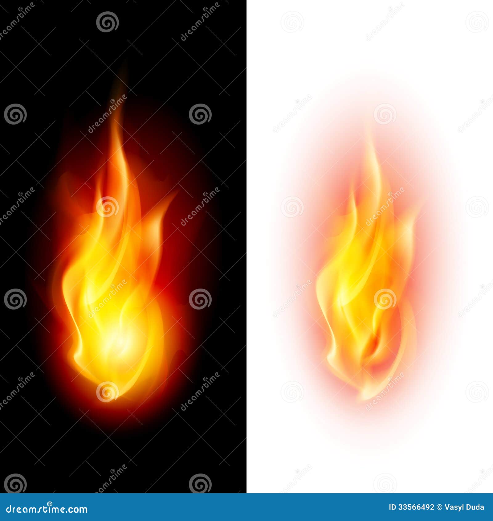 Two fire flames. stock vector. Illustration of heat, dangerous - 33566492