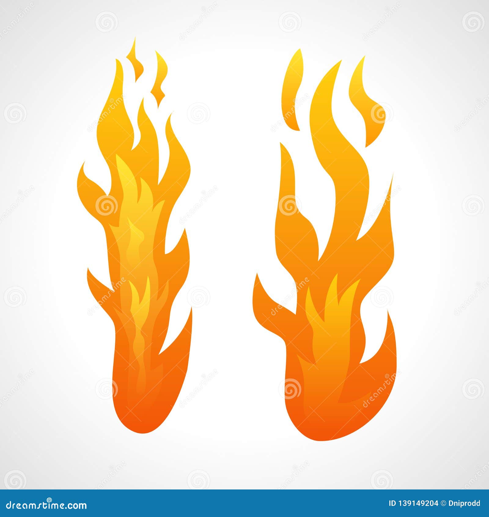 Two Fire Flames Isolated on White Background Stock Vector ...