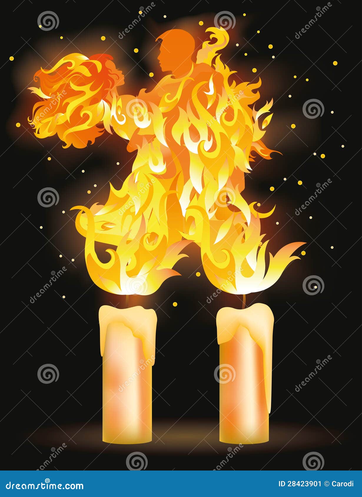 Two fire lovers dancing stock vector. Illustration of flame - 28423901