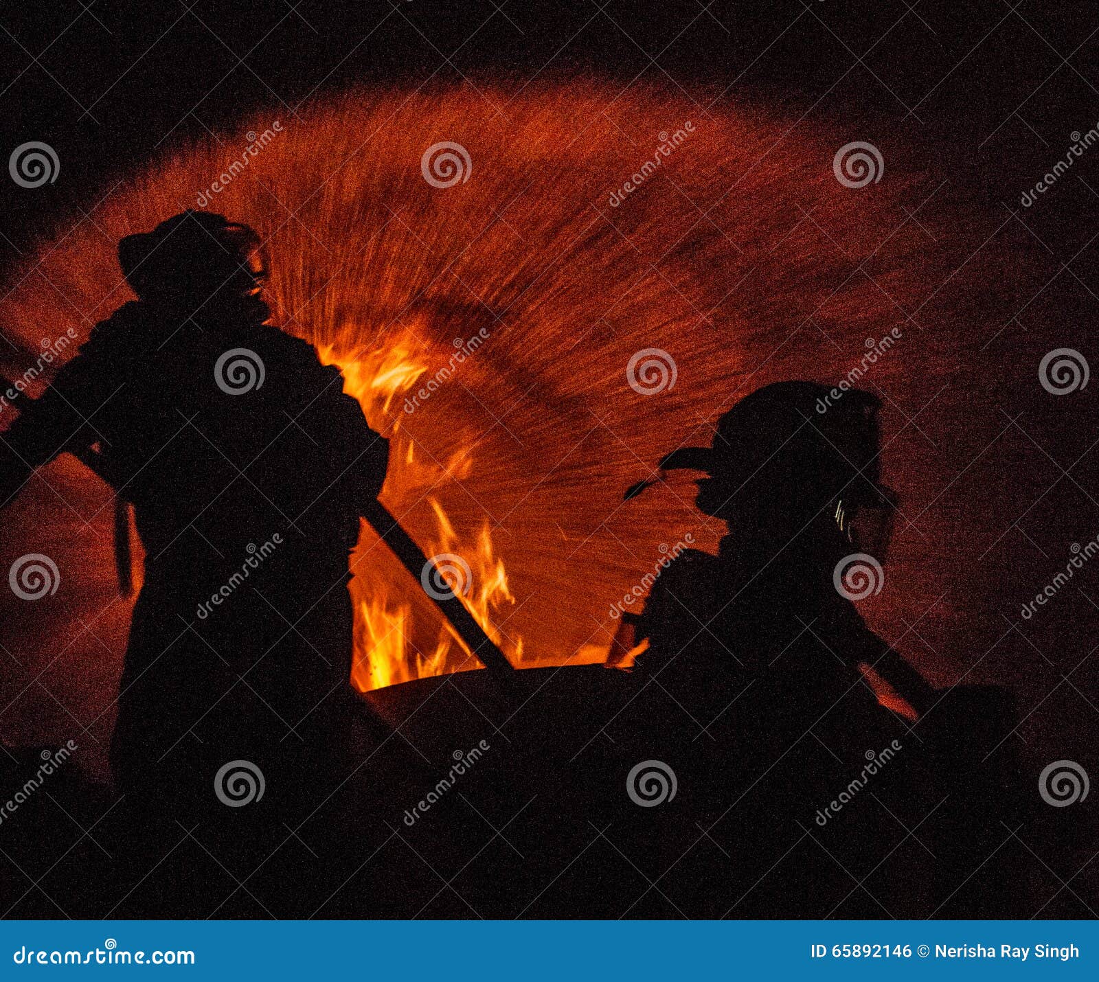 Two Firefighters Attacking a Fire Editorial Photo - Image of ...
