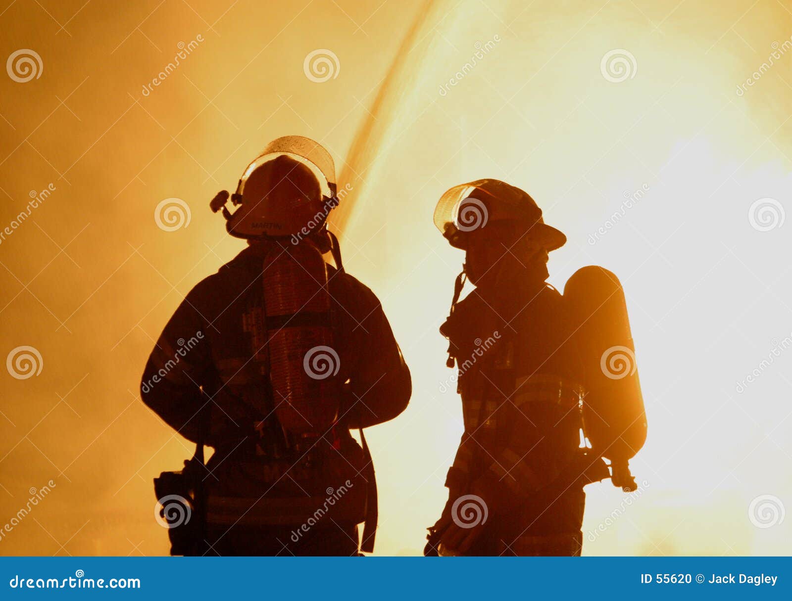 Two Firefighters at Raging Fire Stock Photo - Image of alarm, hose: 55620