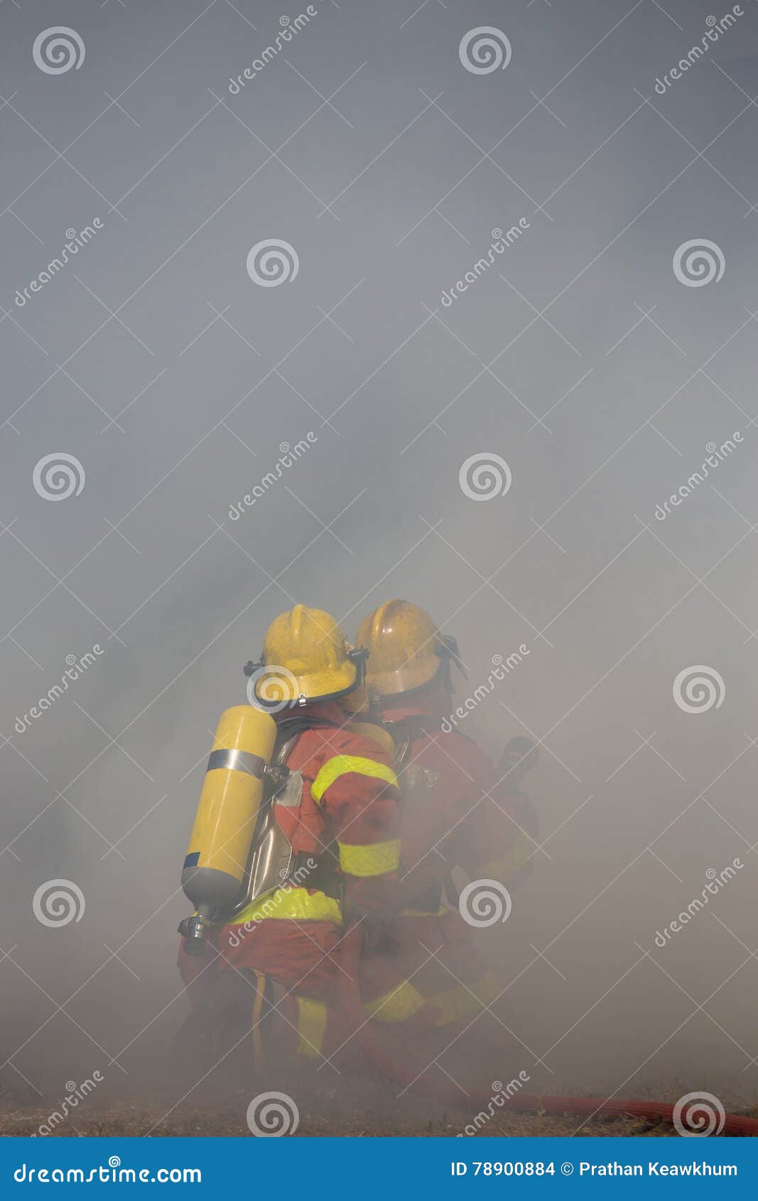 Two Firefighters is Working Surround with Smoke Stock Photo - Image of ...