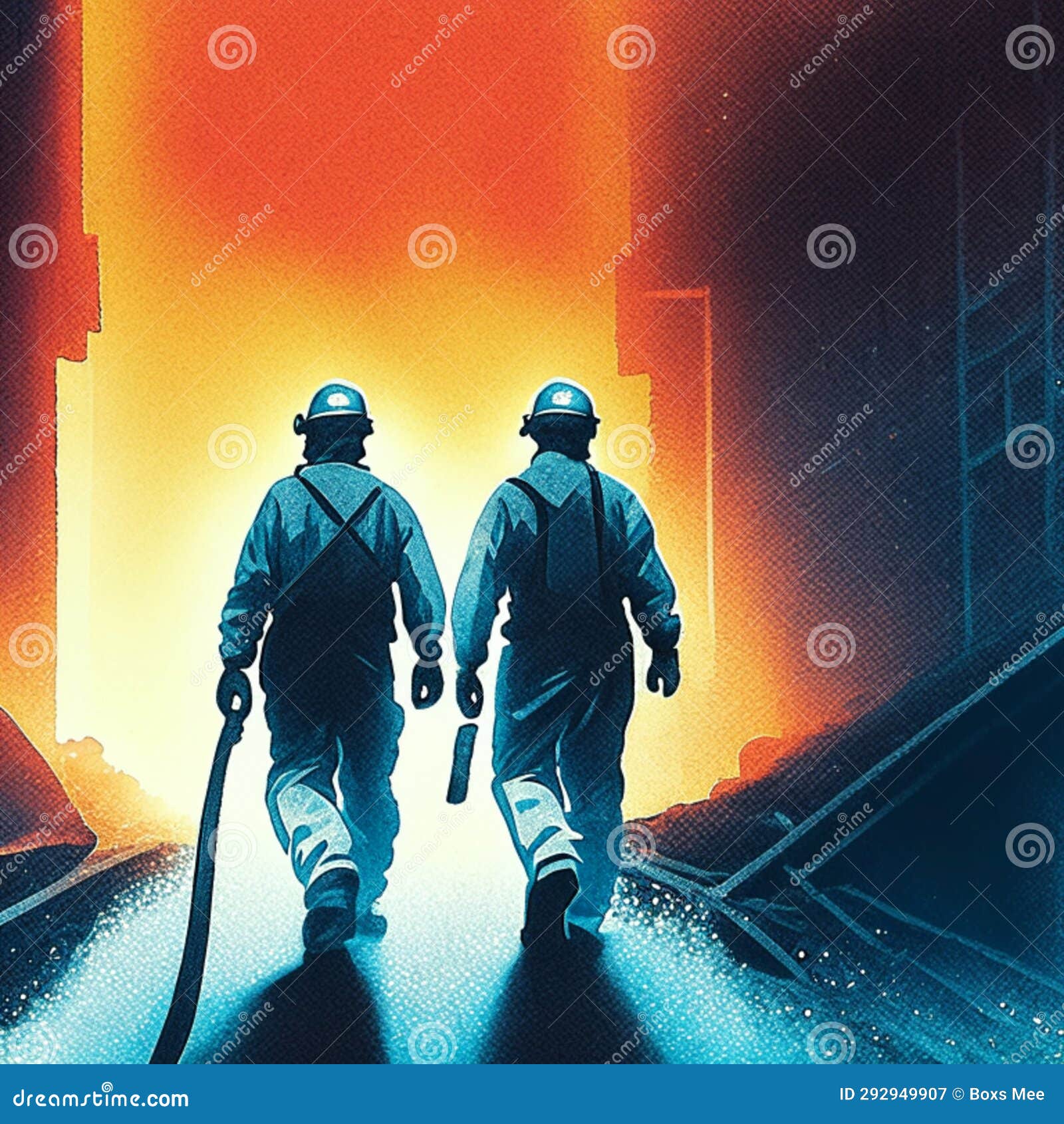 Two Firemen in the Smoke. 3d Rendering, 3d Illustration Stock ...