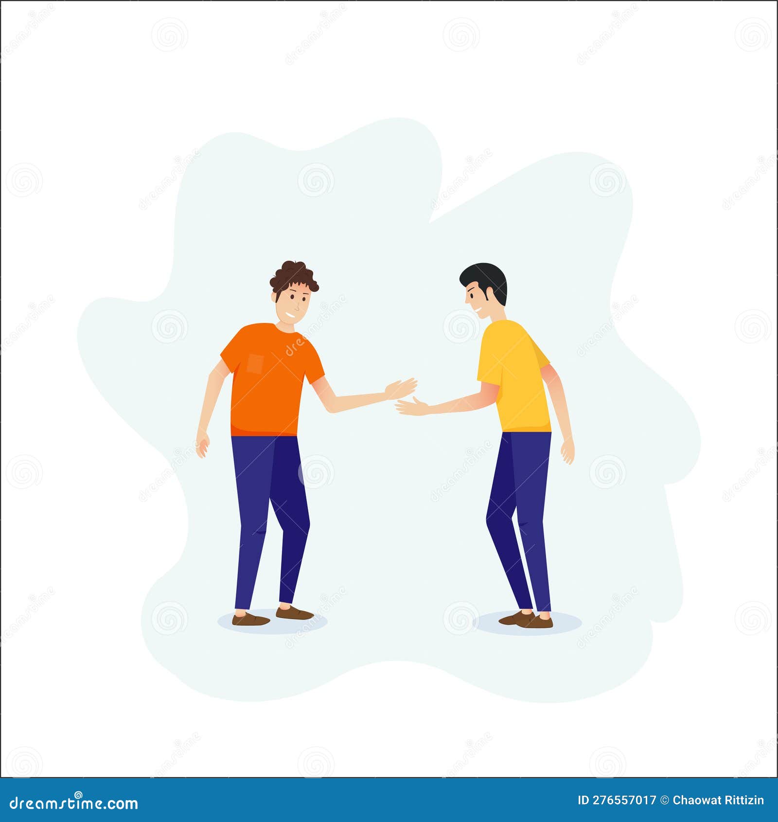 Two Firends Standing and Shaking Hands Stock Vector - Illustration of ...