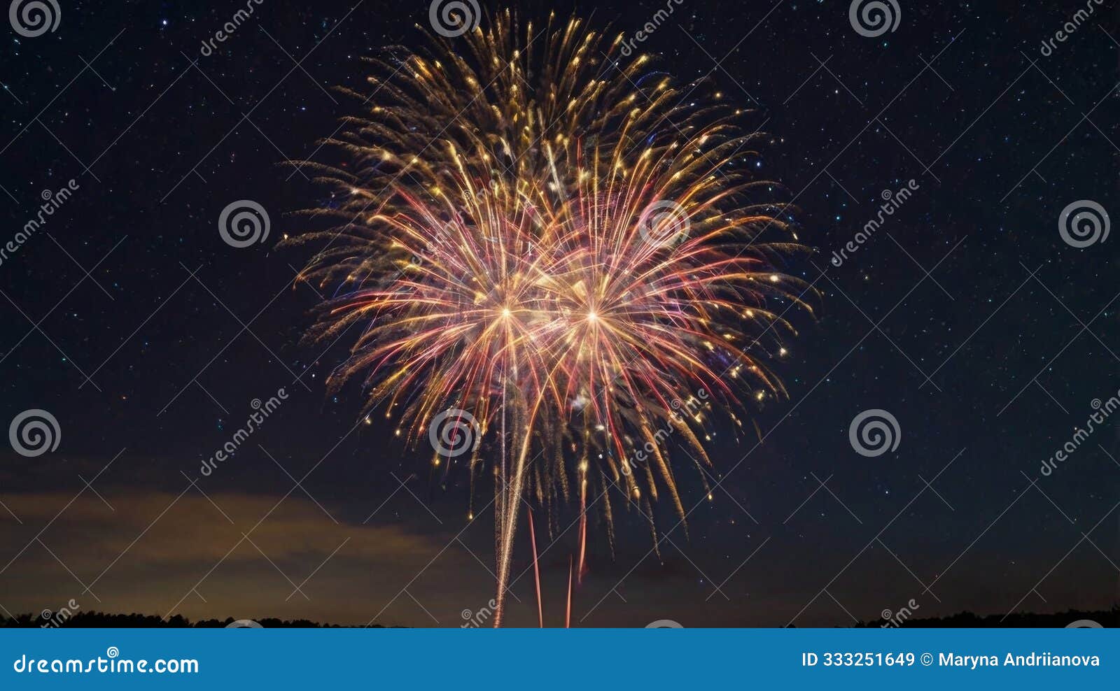 Two Fireworks Exploding in the Night Sky Creating a Colorful Spectacle ...