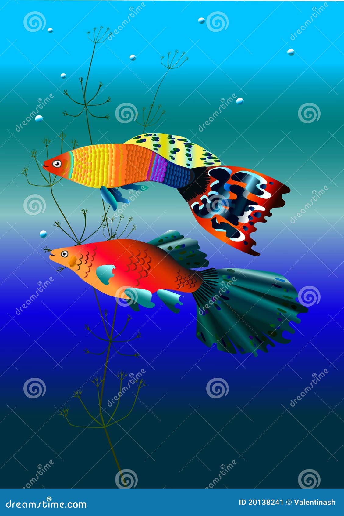 Two fish stock vector. Illustration of bright, floating - 20138241