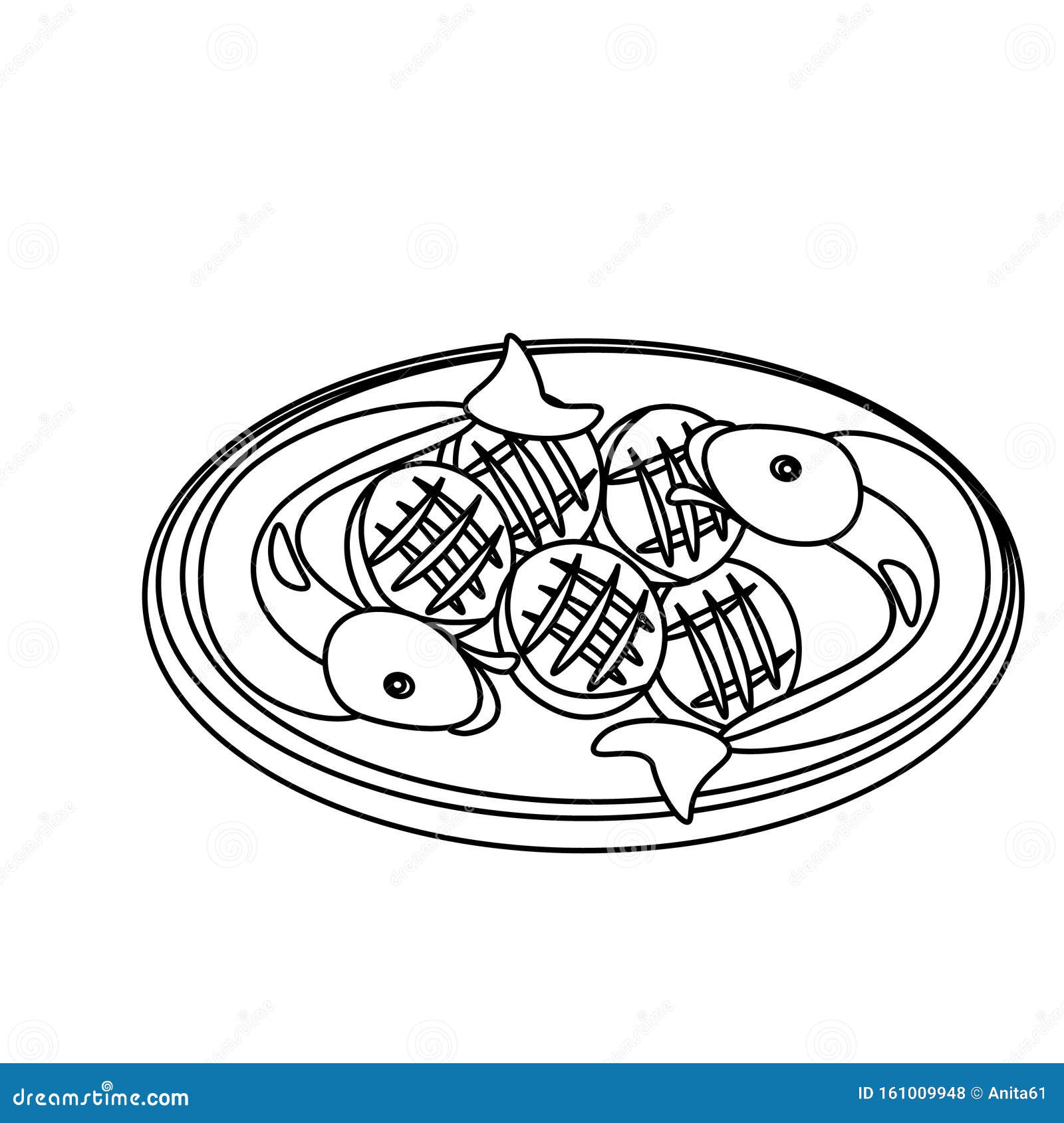 Two Fish and Five Loaves of Bread Stock Vector - Illustration of ...
