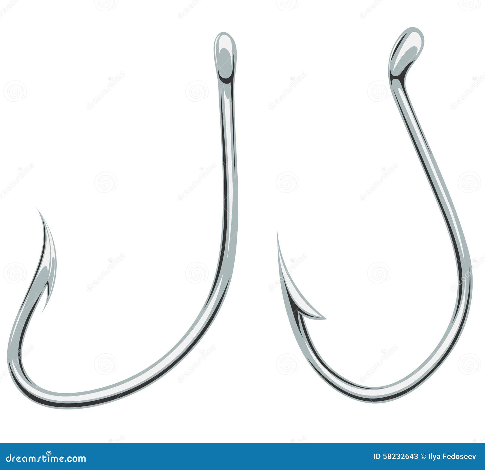 Two fish hooks stock vector. Illustration of fisherman - 58232643